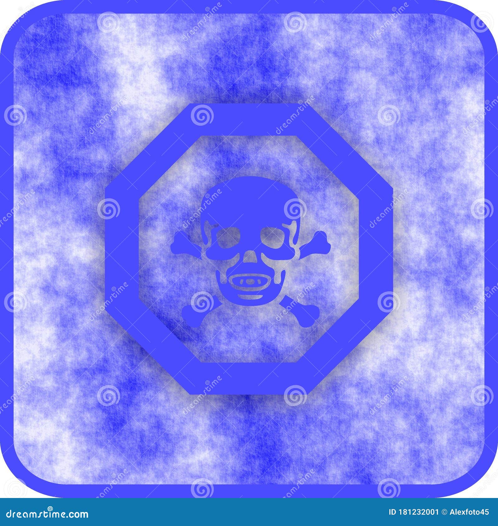Icon Skull with Blue Caution Electrical on Light Background Stock ...