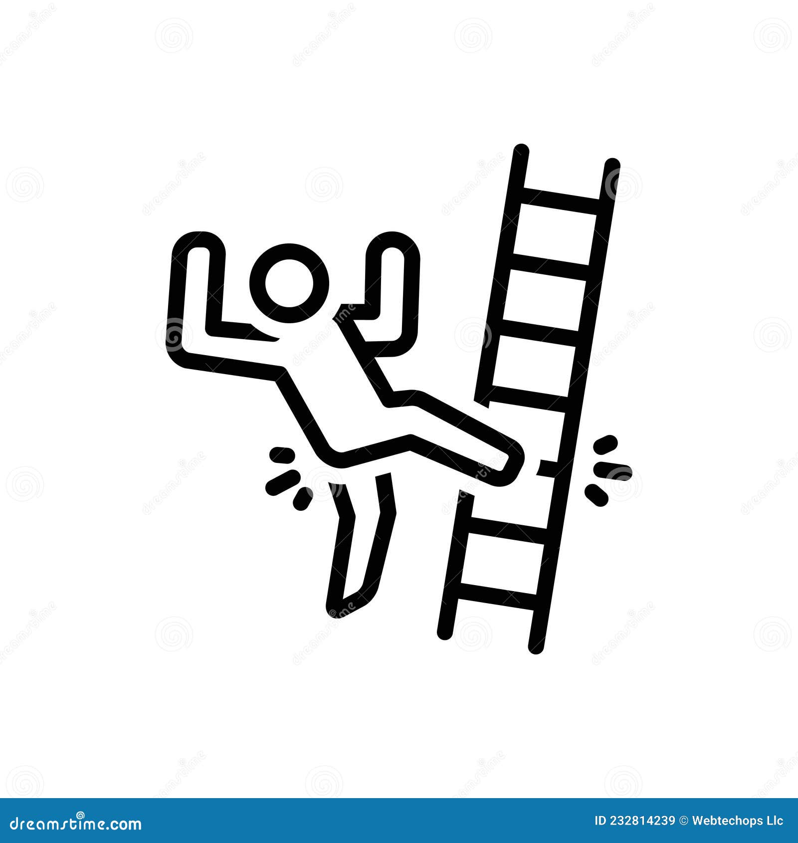 Black Line Icon for Slip, Slip and Fall and Injury Stock Vector ...