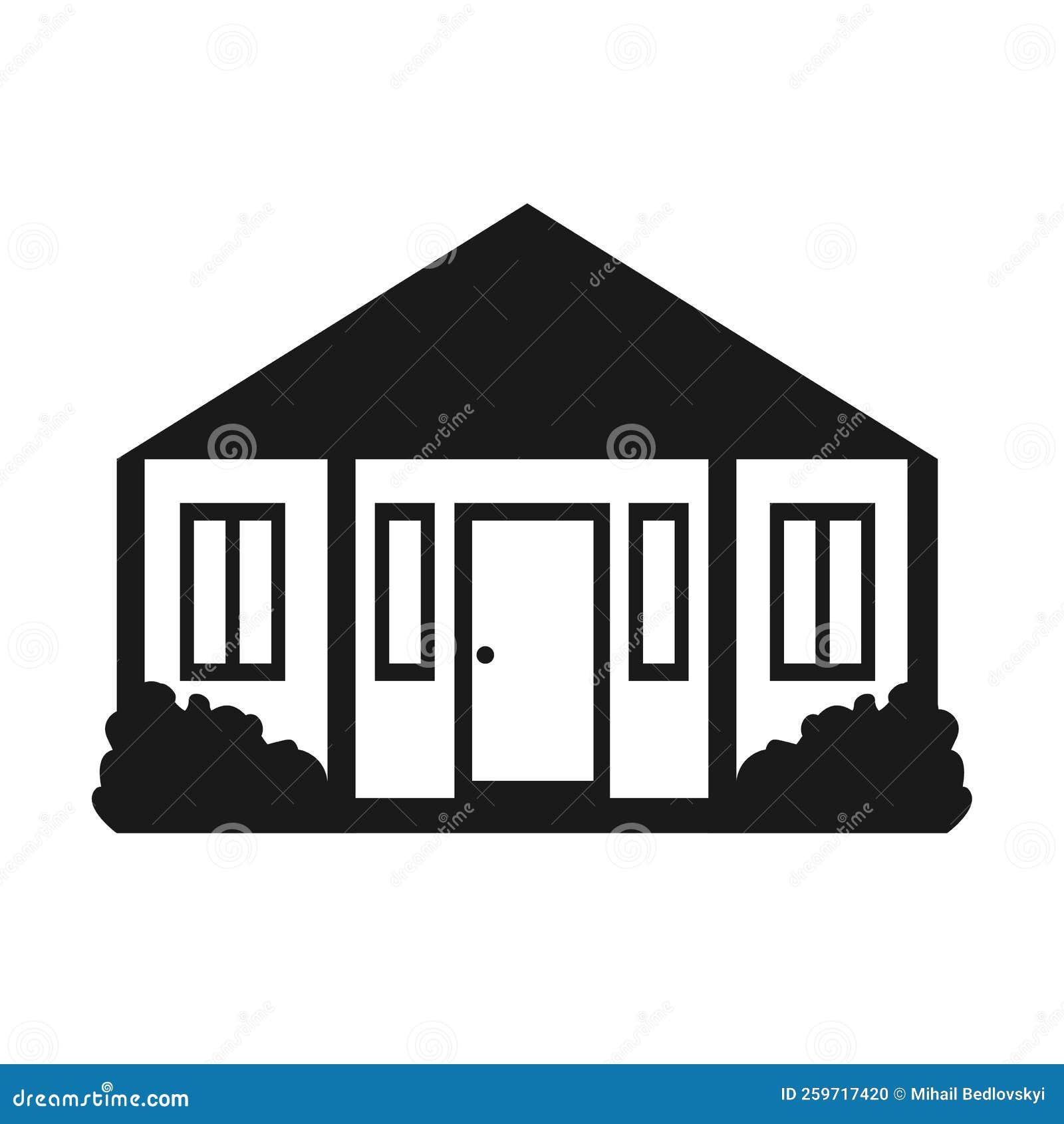 Icon of a Small One Story House Stock Illustration - Illustration of ...