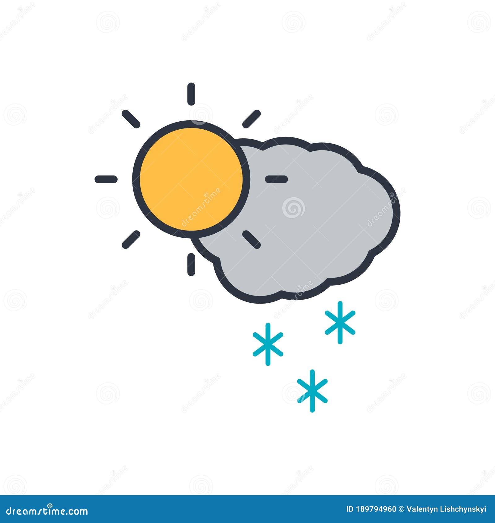 Icon of Snow, Sun and Cloud. Vector Symbol on White Background Stock ...
