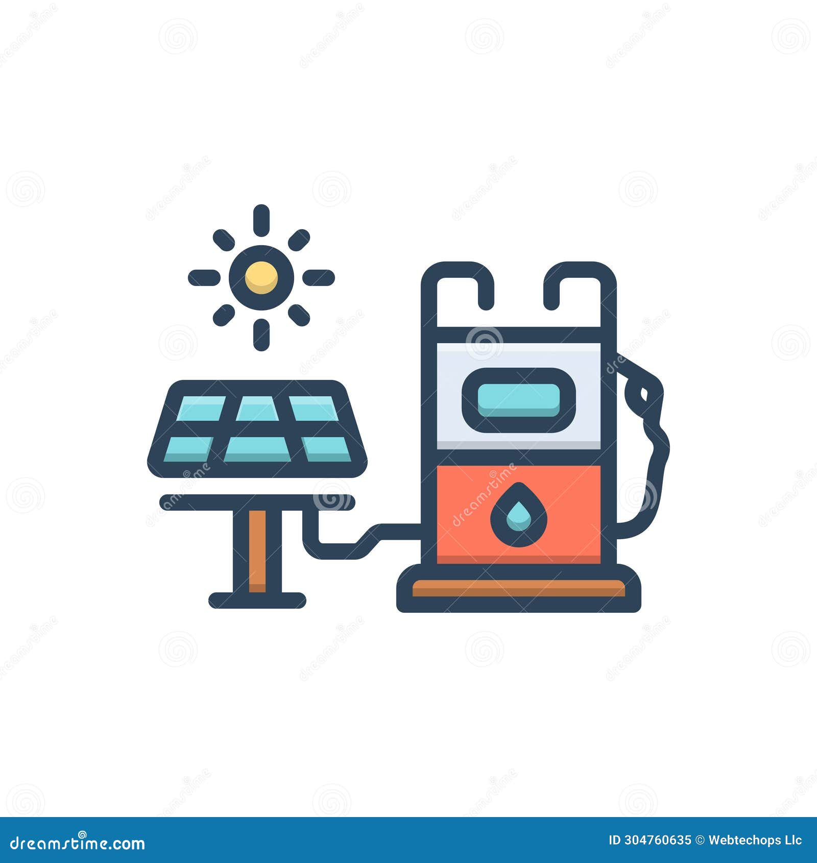 Color Illustration Icon for Solar Gas, Solar Panel and Fuel Stock ...