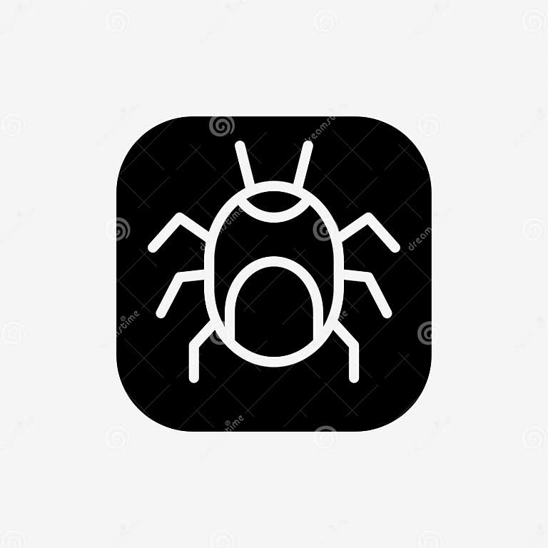 Icon Solid Black Bug Malware Button. Stock Vector - Illustration of ...