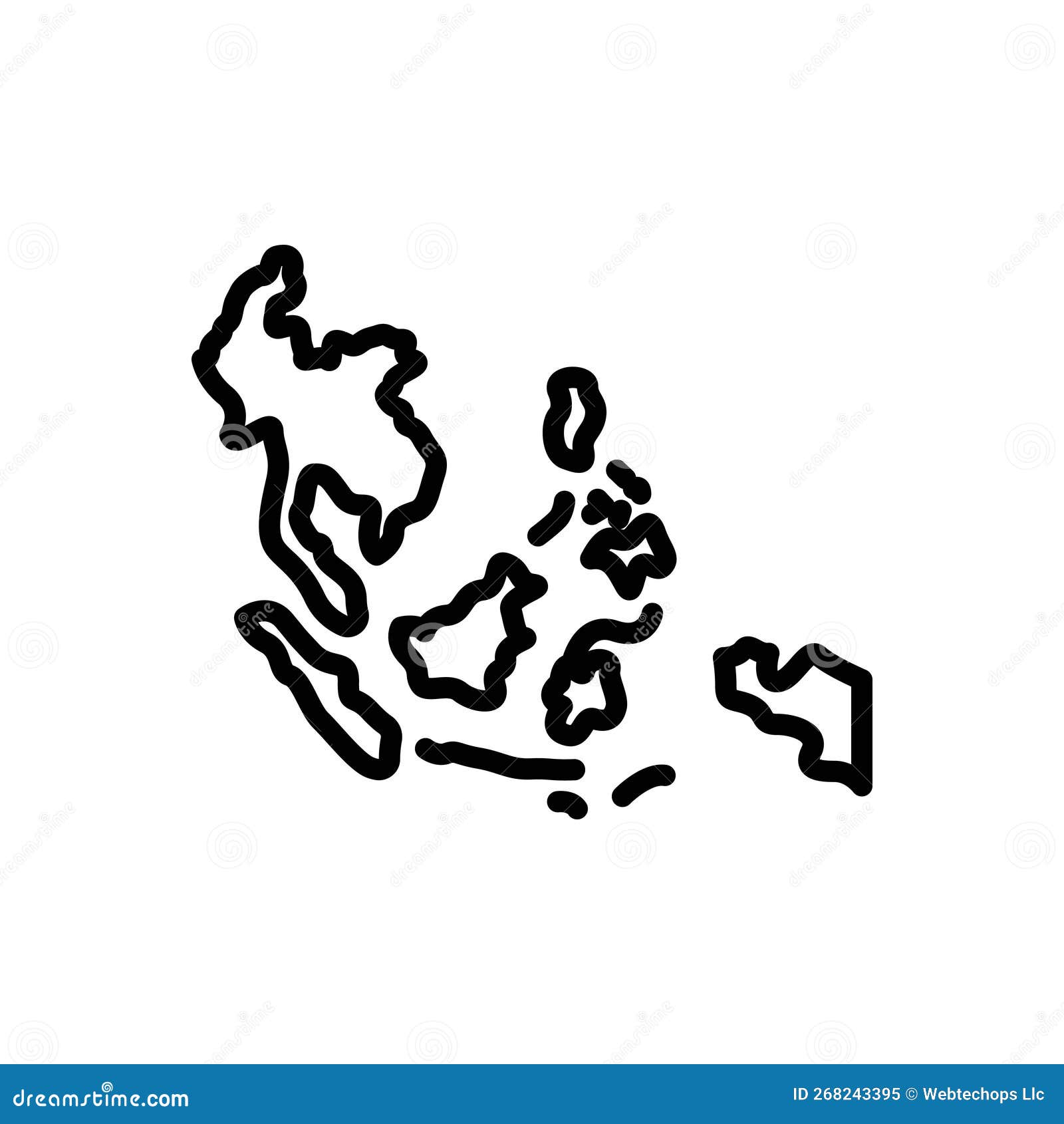 Black Line Icon for Southeast, Asia and Map Stock Illustration ...