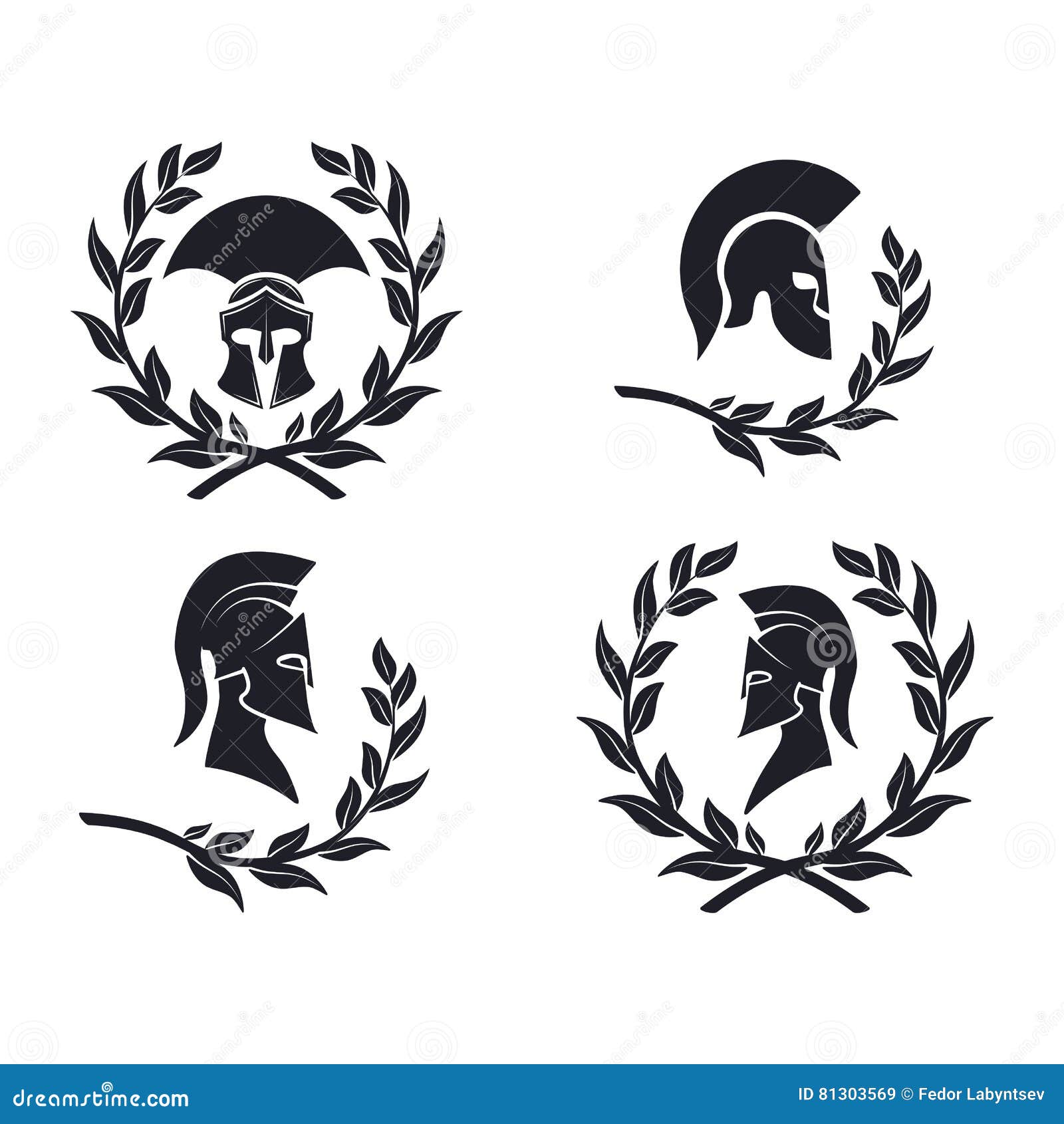Icon The Spartan Helmet In A Laurel Wreath From Gold Cartoon Vector ...