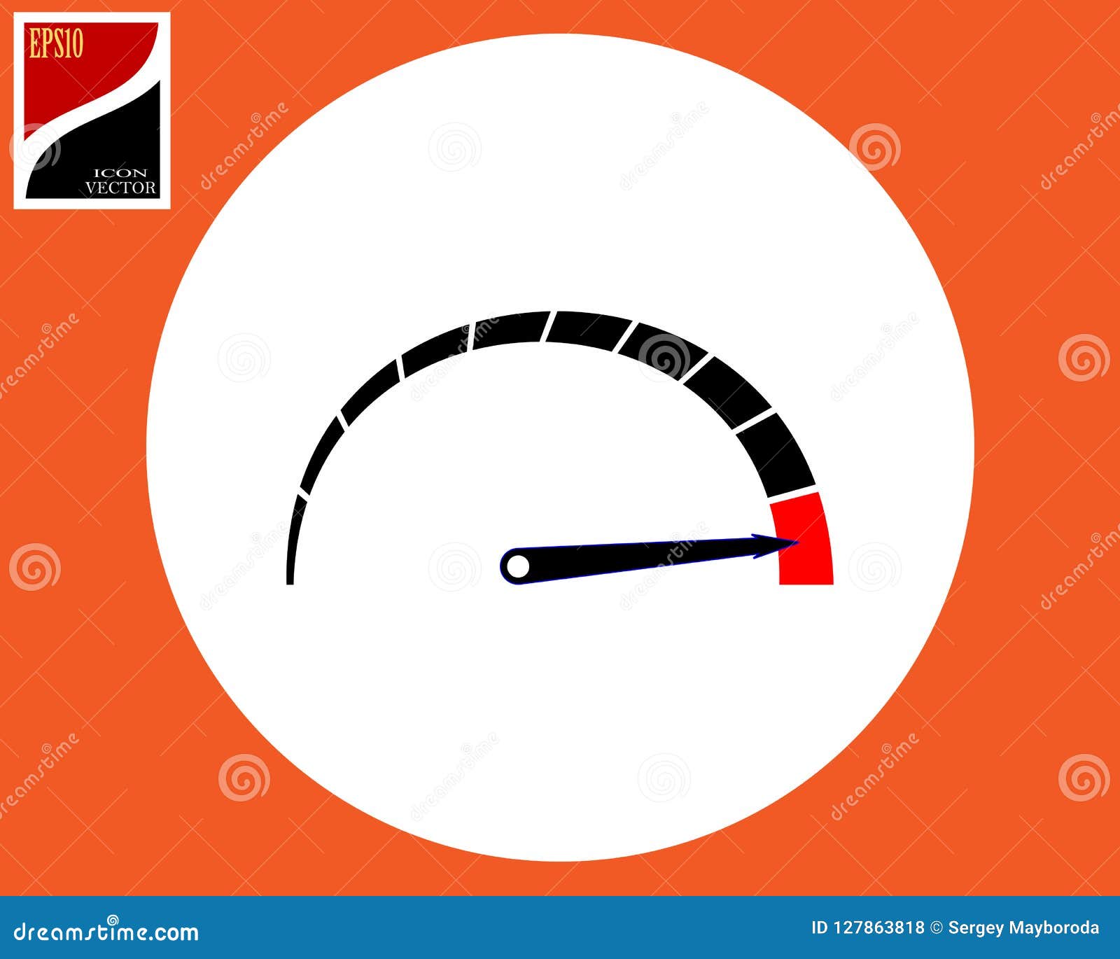 Icon Speedometer Measuring Dangerous Speed Stock Vector - Illustration ...
