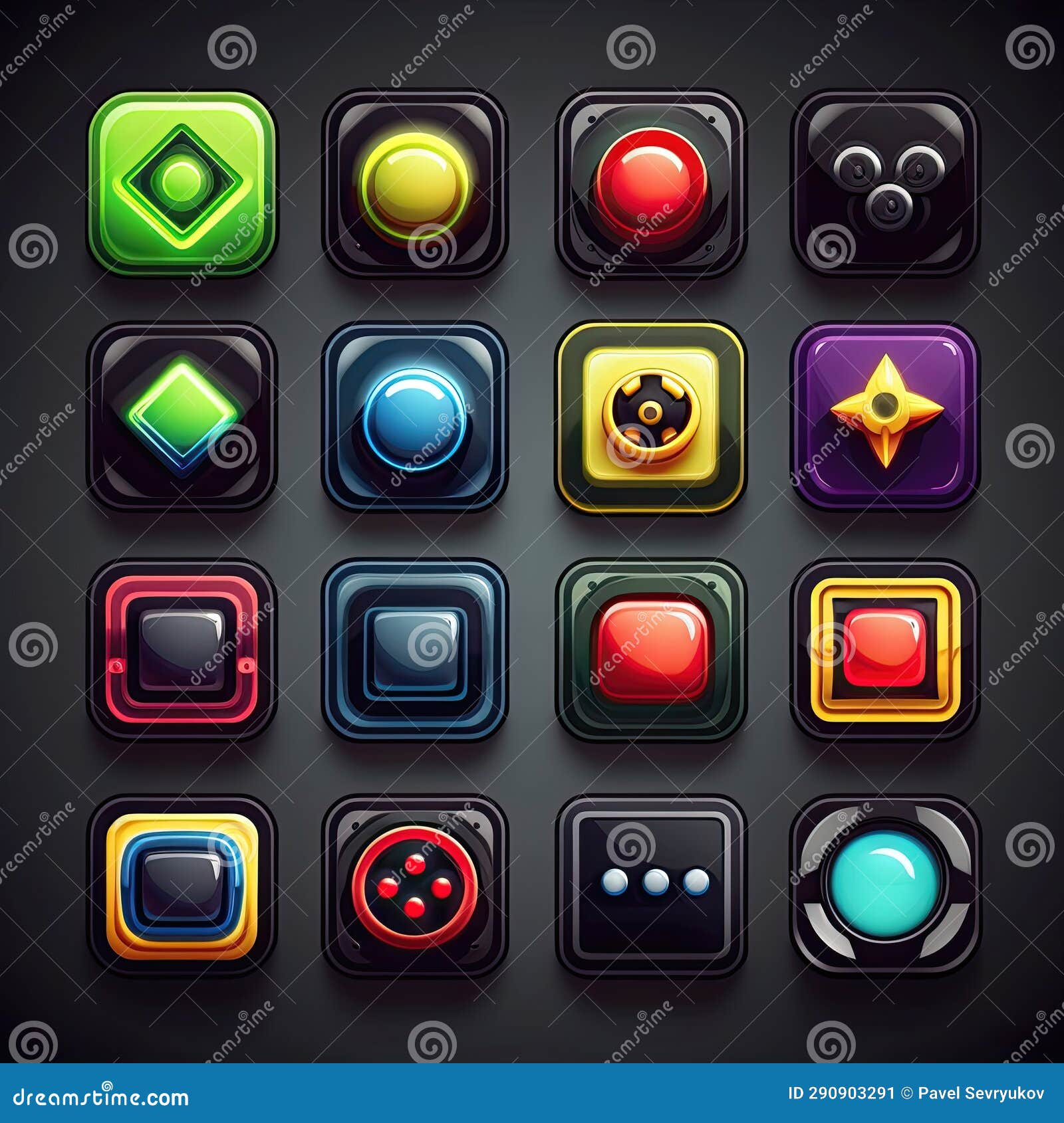 Icon Square Game Button Ai Generated Stock Illustration - Illustration ...