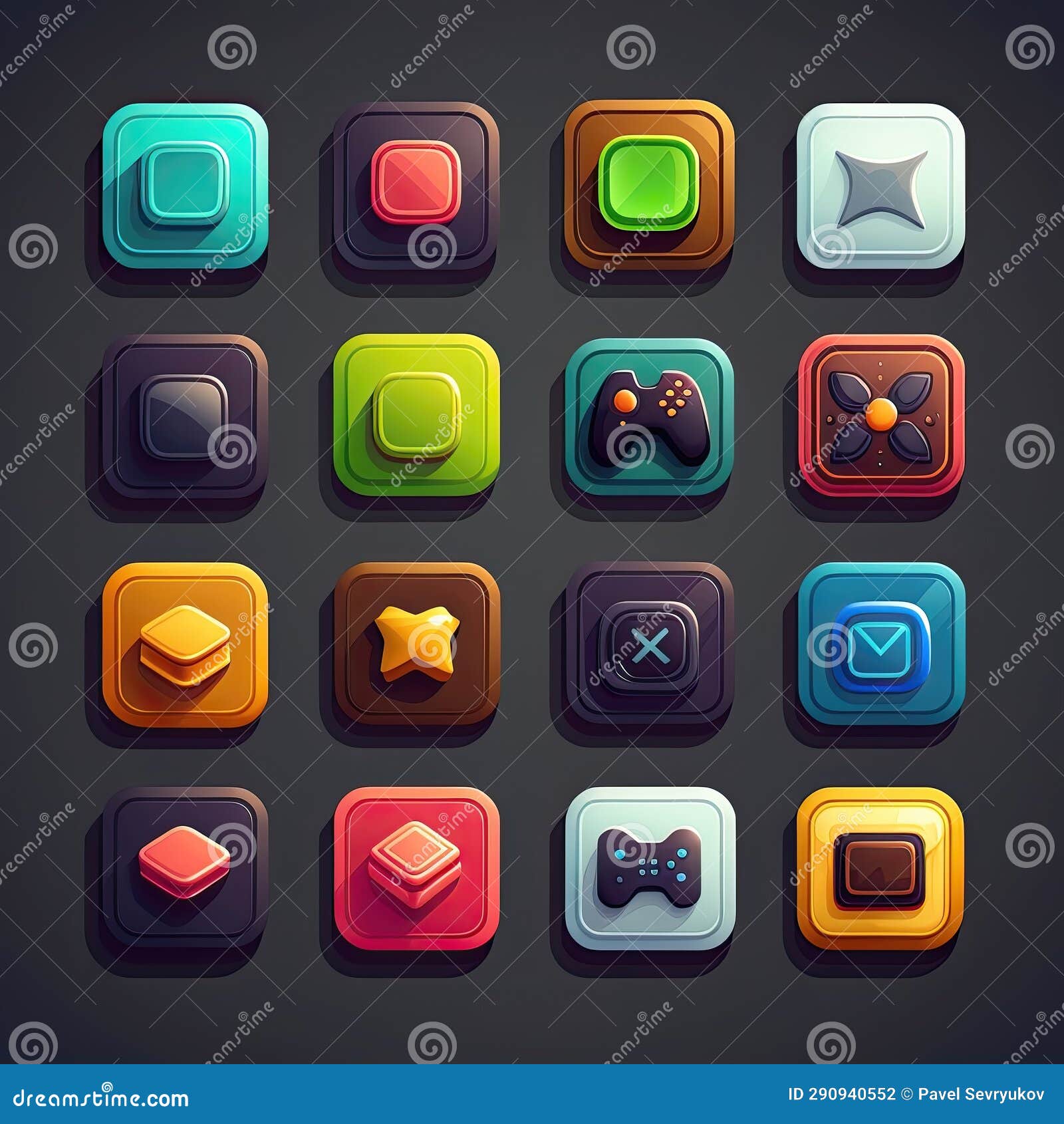 Icon Square Game Button Ai Generated Stock Illustration - Illustration ...