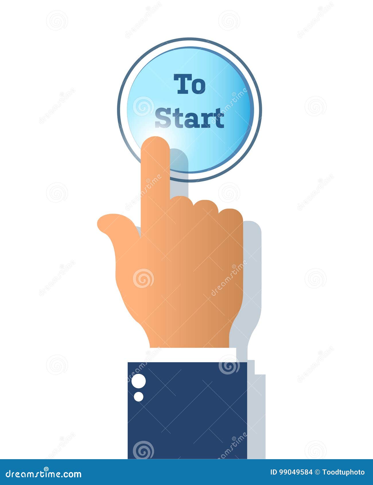 Icon Start Button on White Background and Finger Push T Stock Vector ...