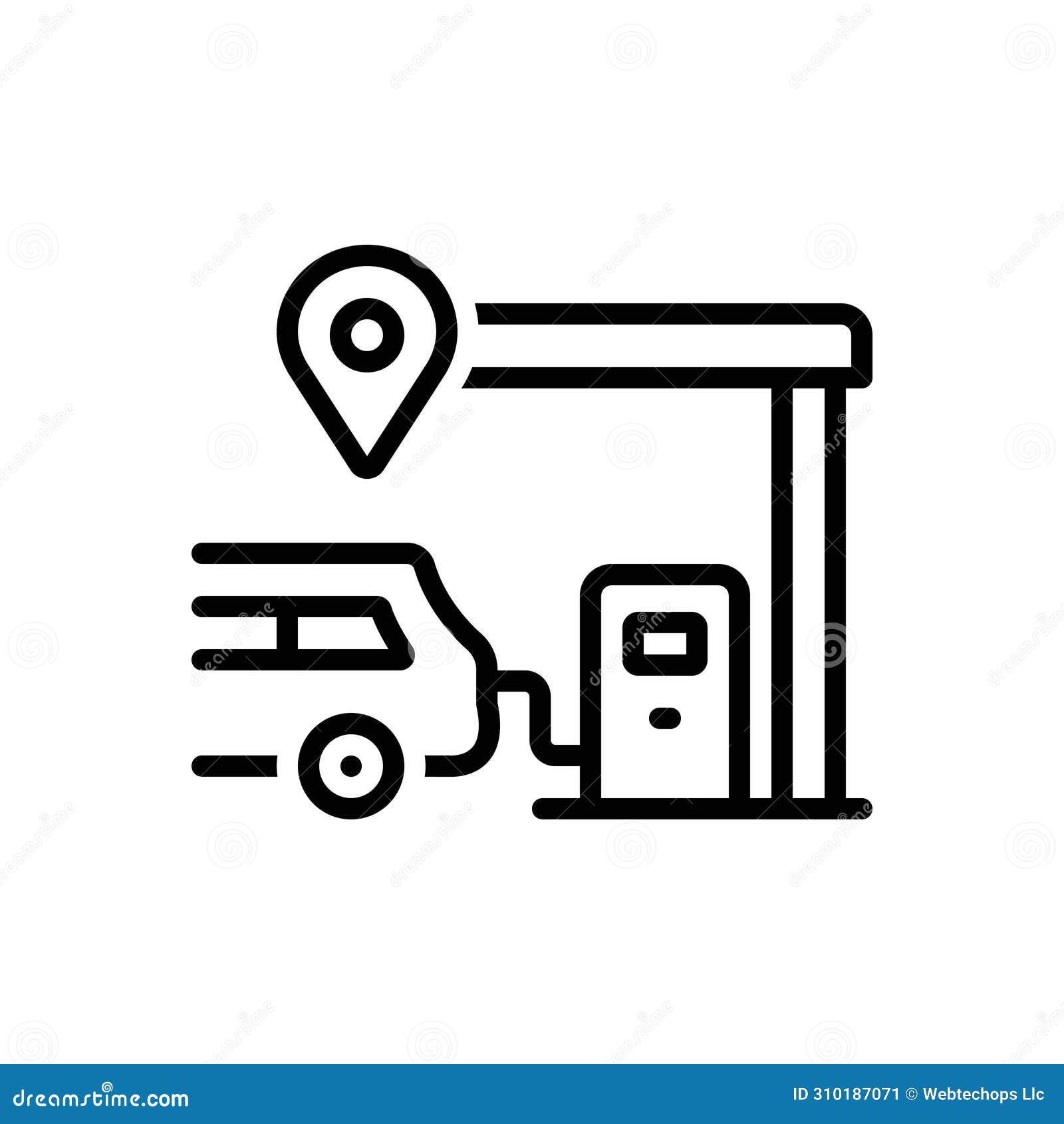 Black Line Icon for Station, Location and Fuel Stock Illustration ...