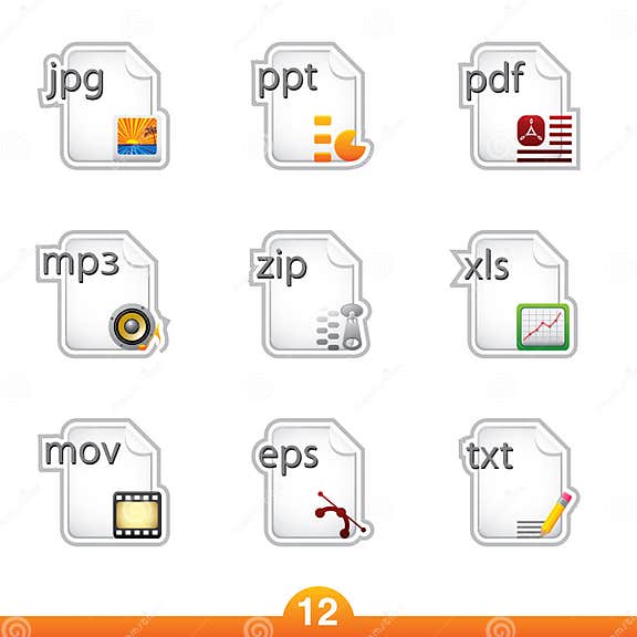 Icon sticker set - files stock vector. Illustration of jpeg - 13091309