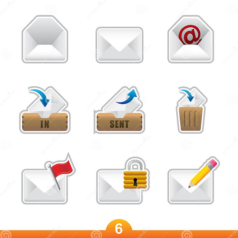Icon sticker set - mail stock vector. Illustration of email - 13091374