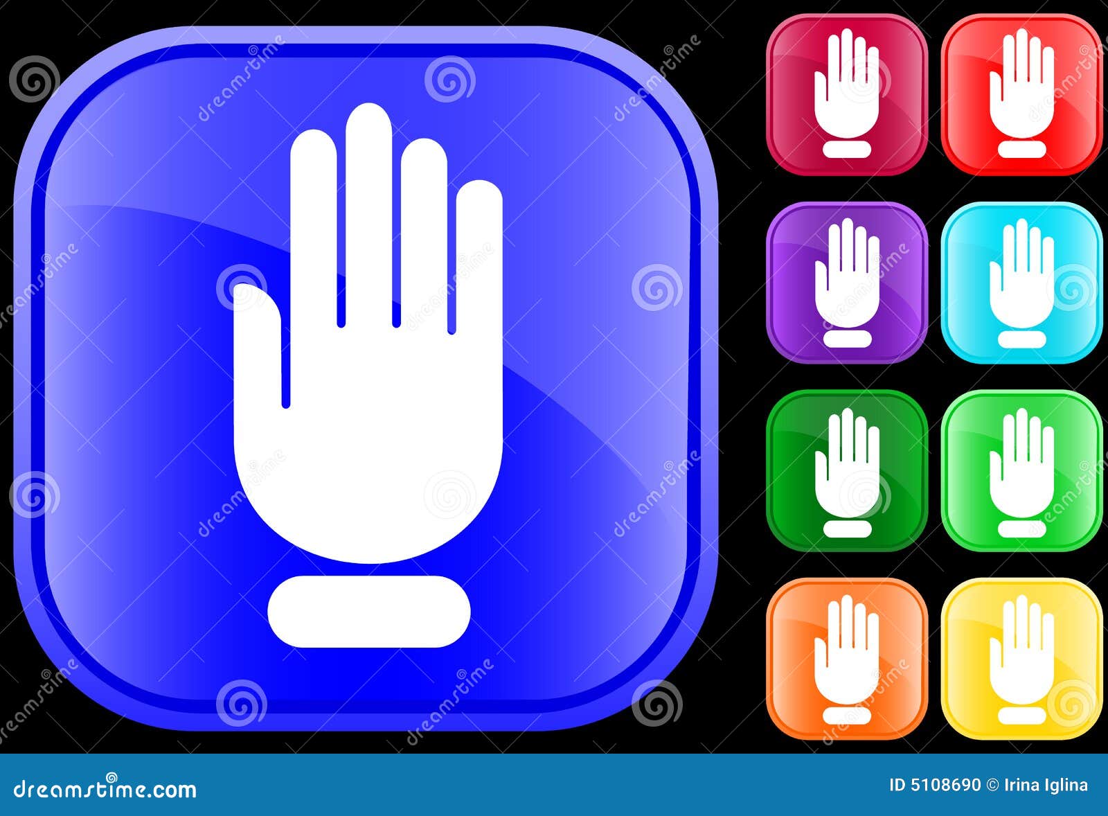 Icon of stop hand stock vector. Illustration of button - 5108690