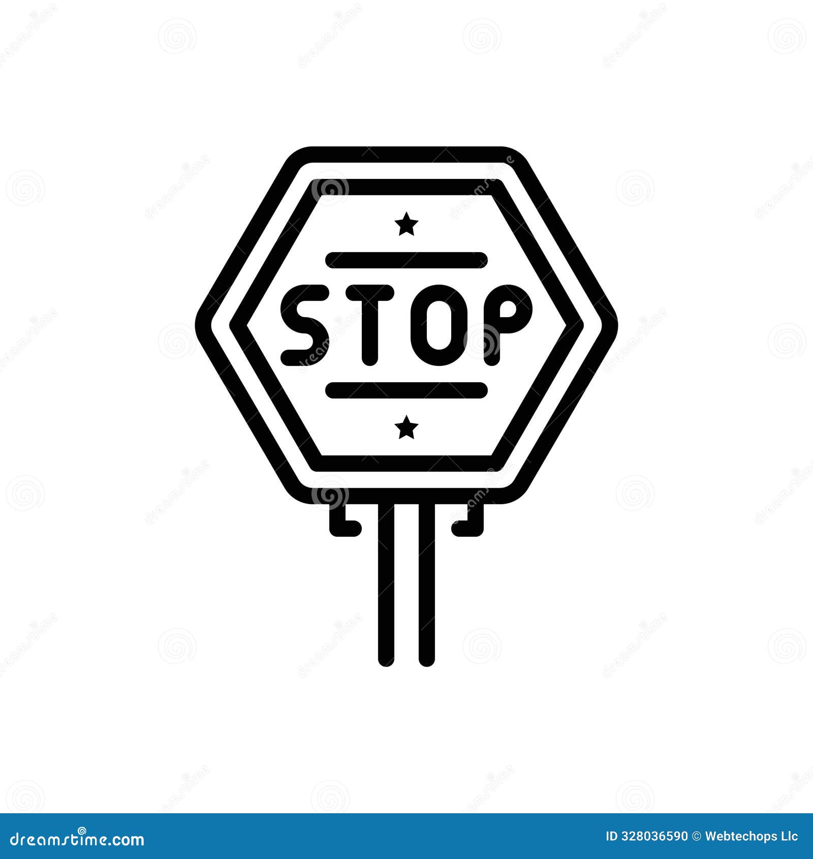 Black Line Icon for Stop Sign, Restrict and Road Stock Illustration ...