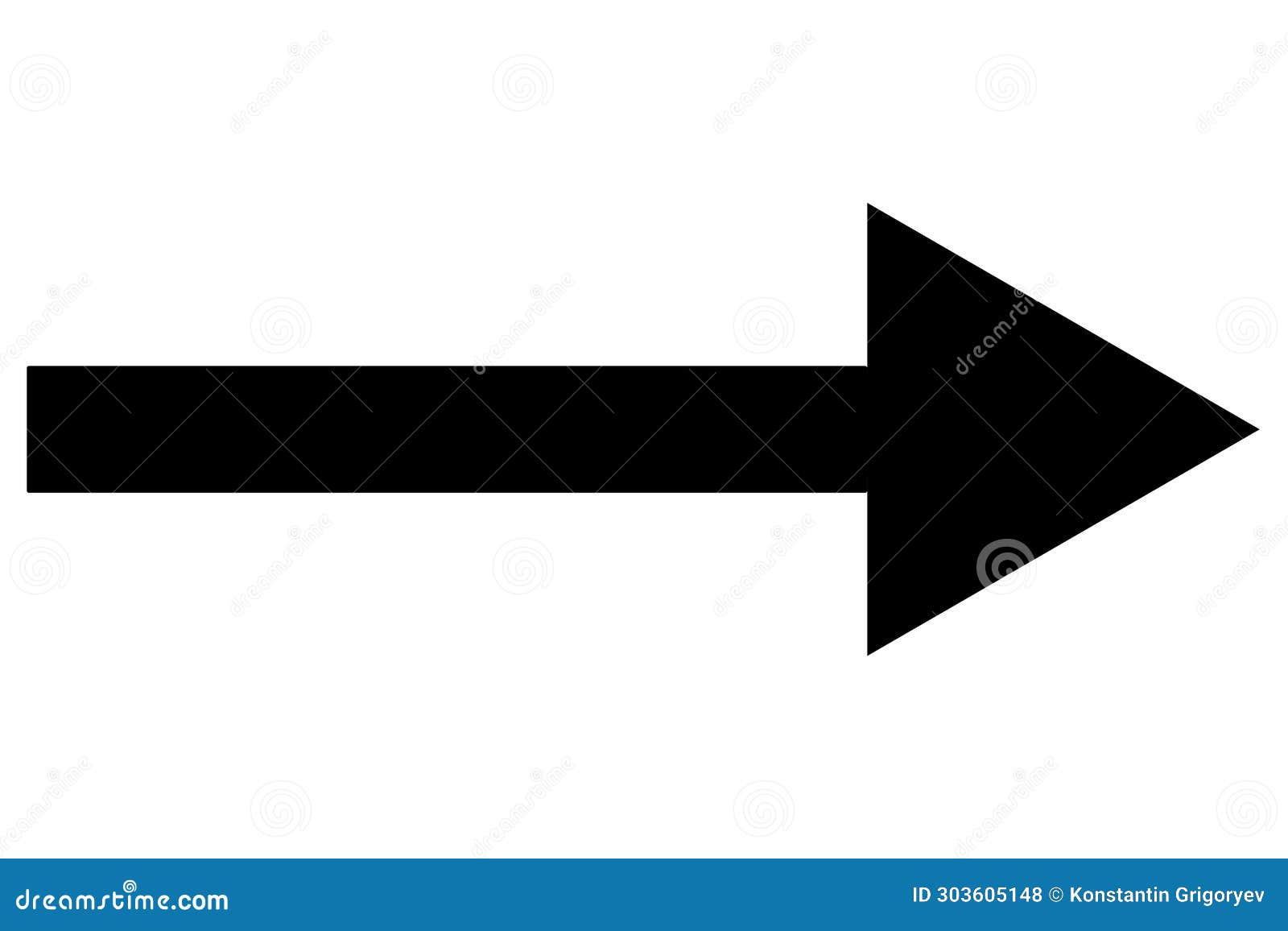 Icon of a Straight Pointed Arrow. Black Arrow Indicating Rightward ...