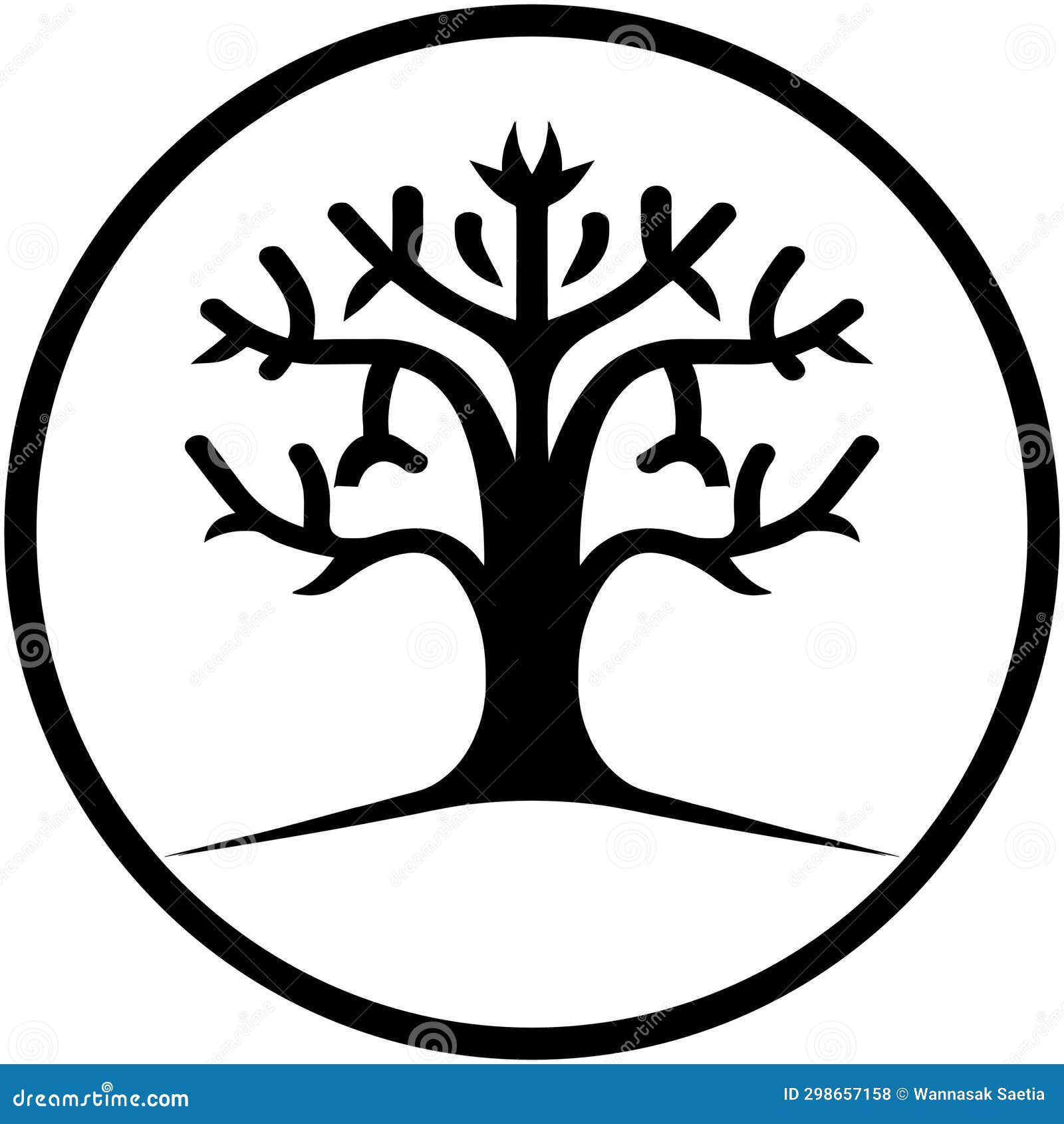 Icon of a Stylized Tree in a Circle Stock Illustration - Illustration ...