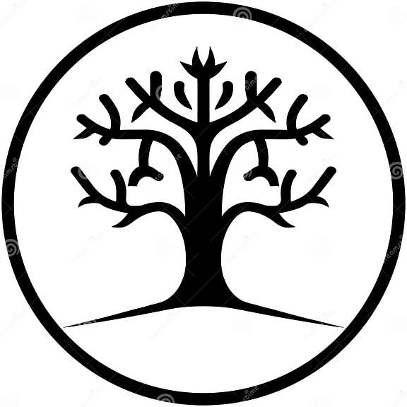 Icon of a Stylized Tree in a Circle Stock Illustration - Illustration ...