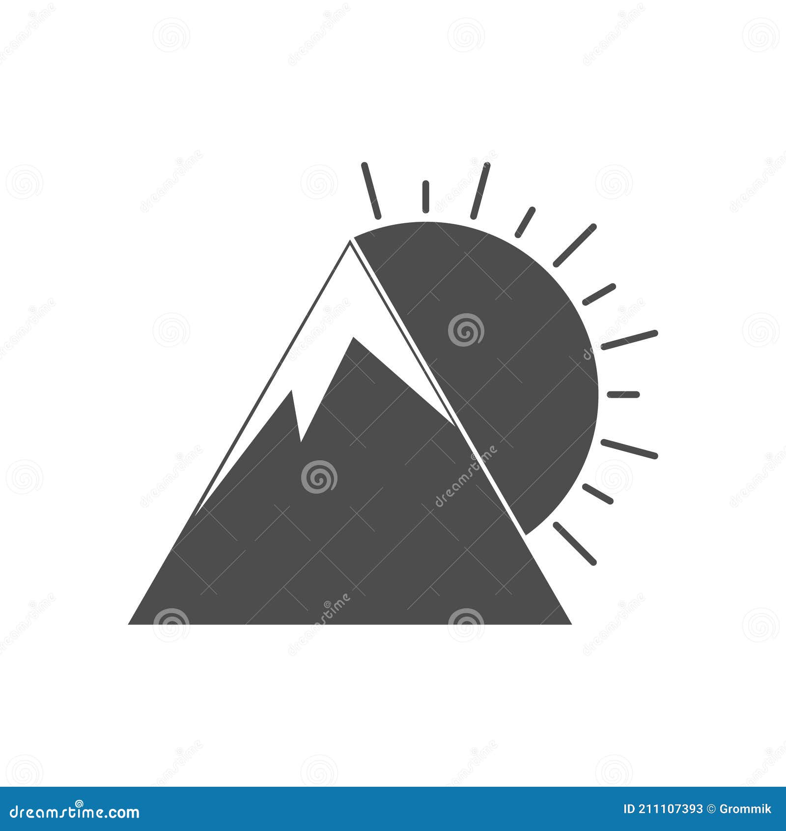 Icon of the Sun and Mountains. Sunset in the Mountains Stock Vector ...