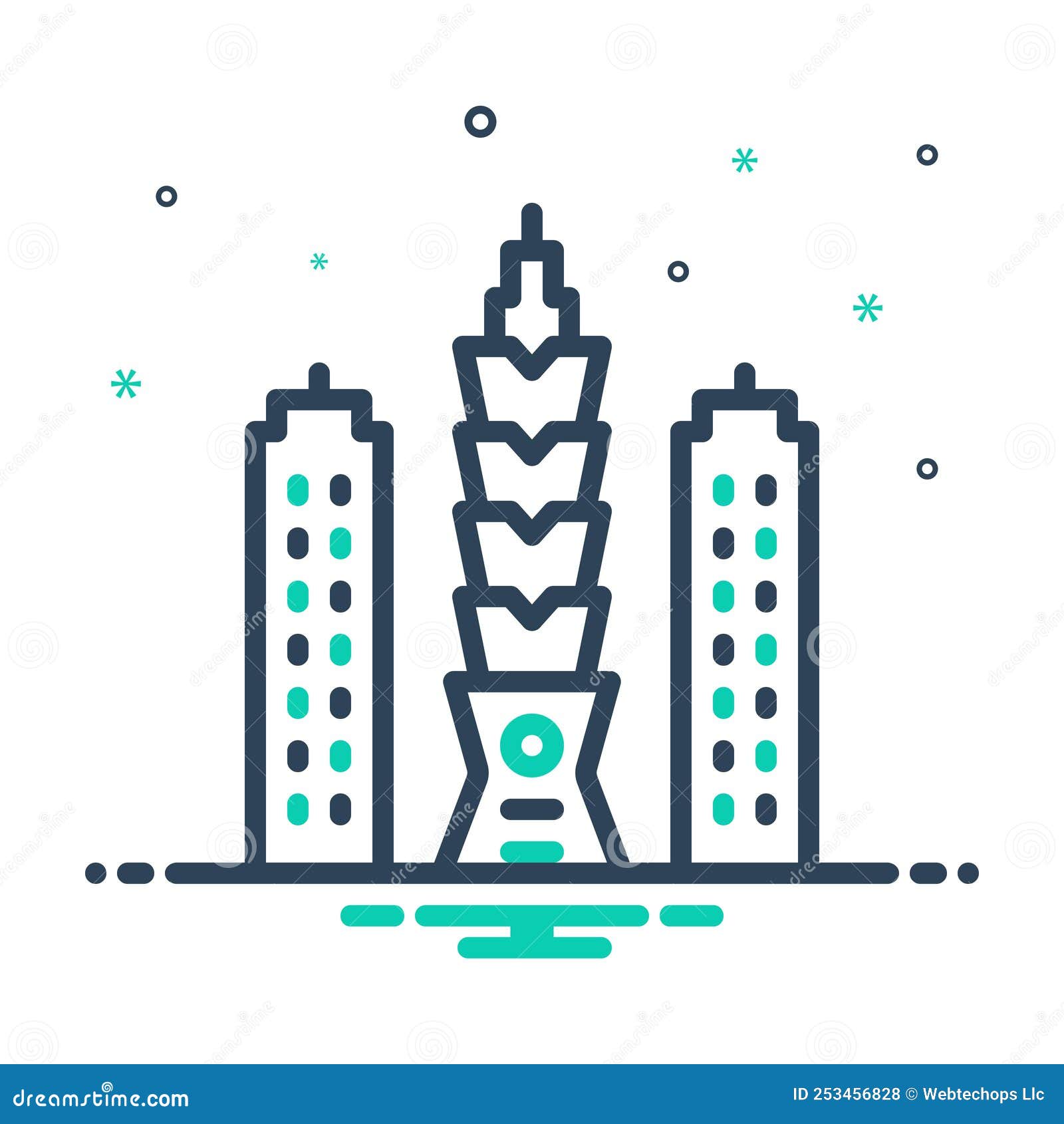 Mix Icon for Taiwan, Taipei and City Stock Illustration - Illustration ...