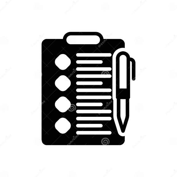 Black Solid Icon for Task, Paper and Note Stock Illustration ...