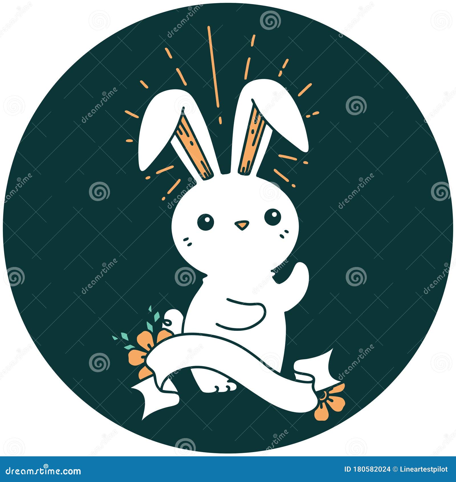 Icon of Tattoo Style Cute Bunny Stock Vector - Illustration of style ...