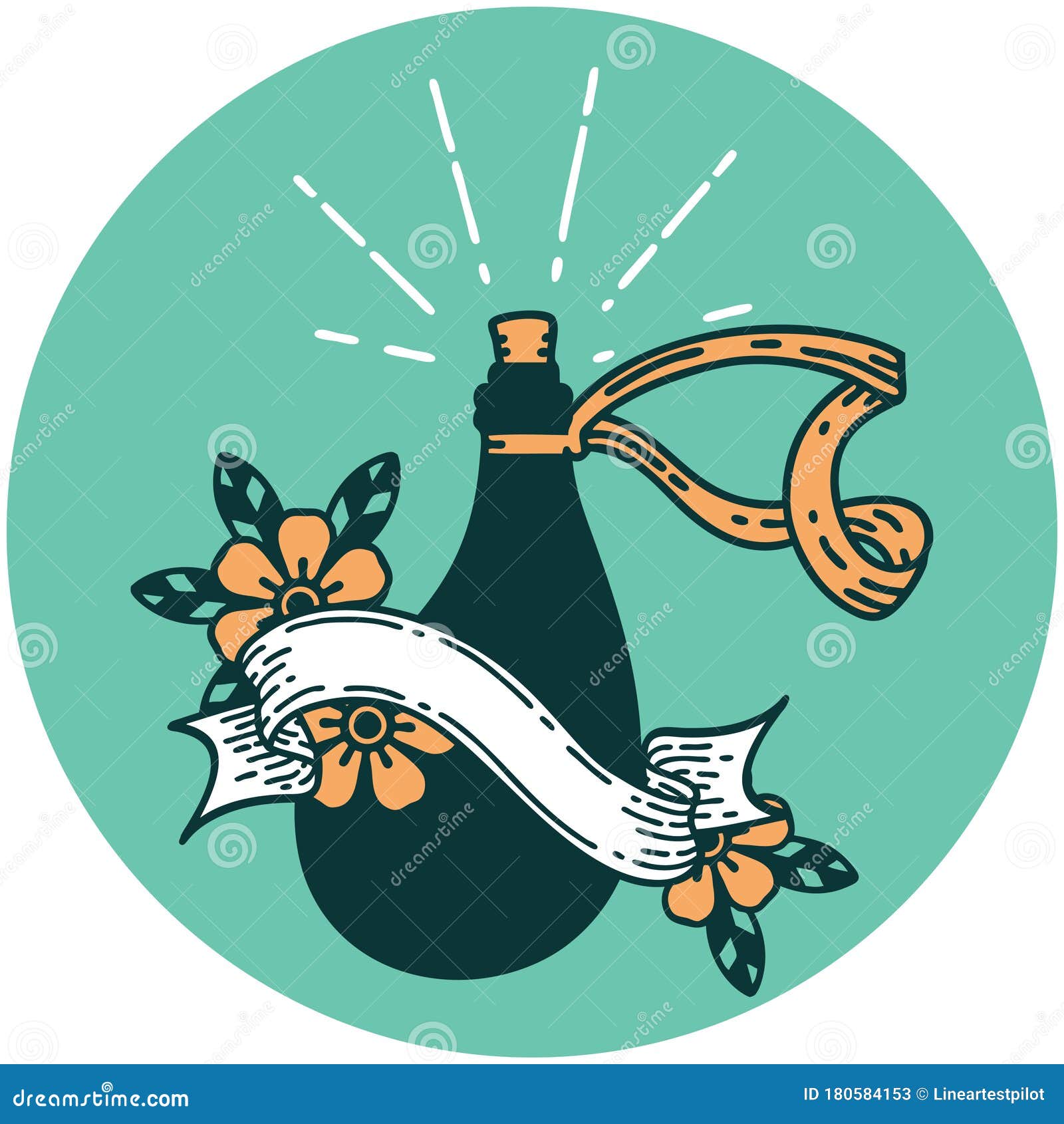 Icon of Tattoo Style Old Leather Water Flask Stock Vector ...