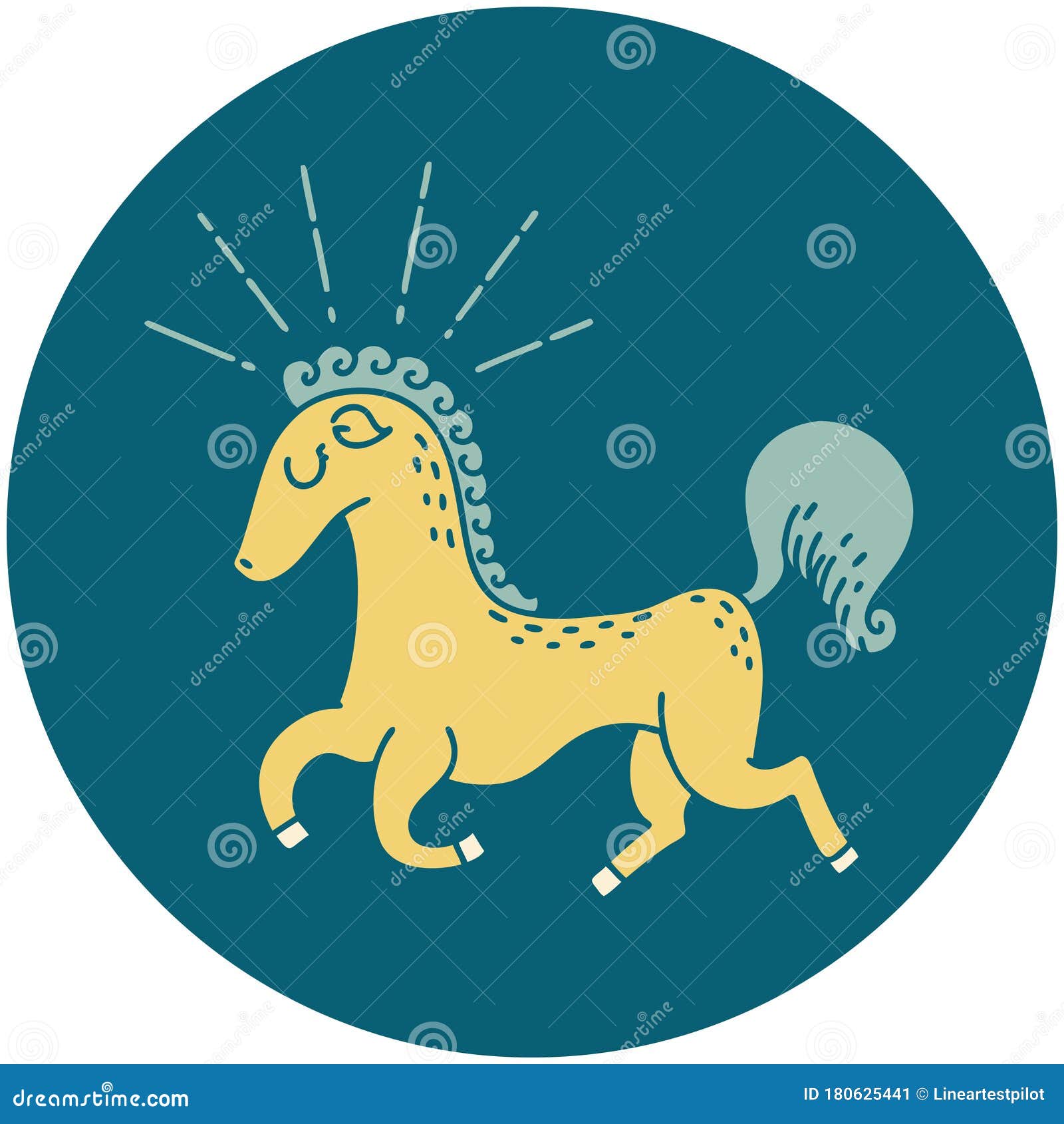 Icon of Tattoo Style Prancing Stallion Stock Vector - Illustration of ...