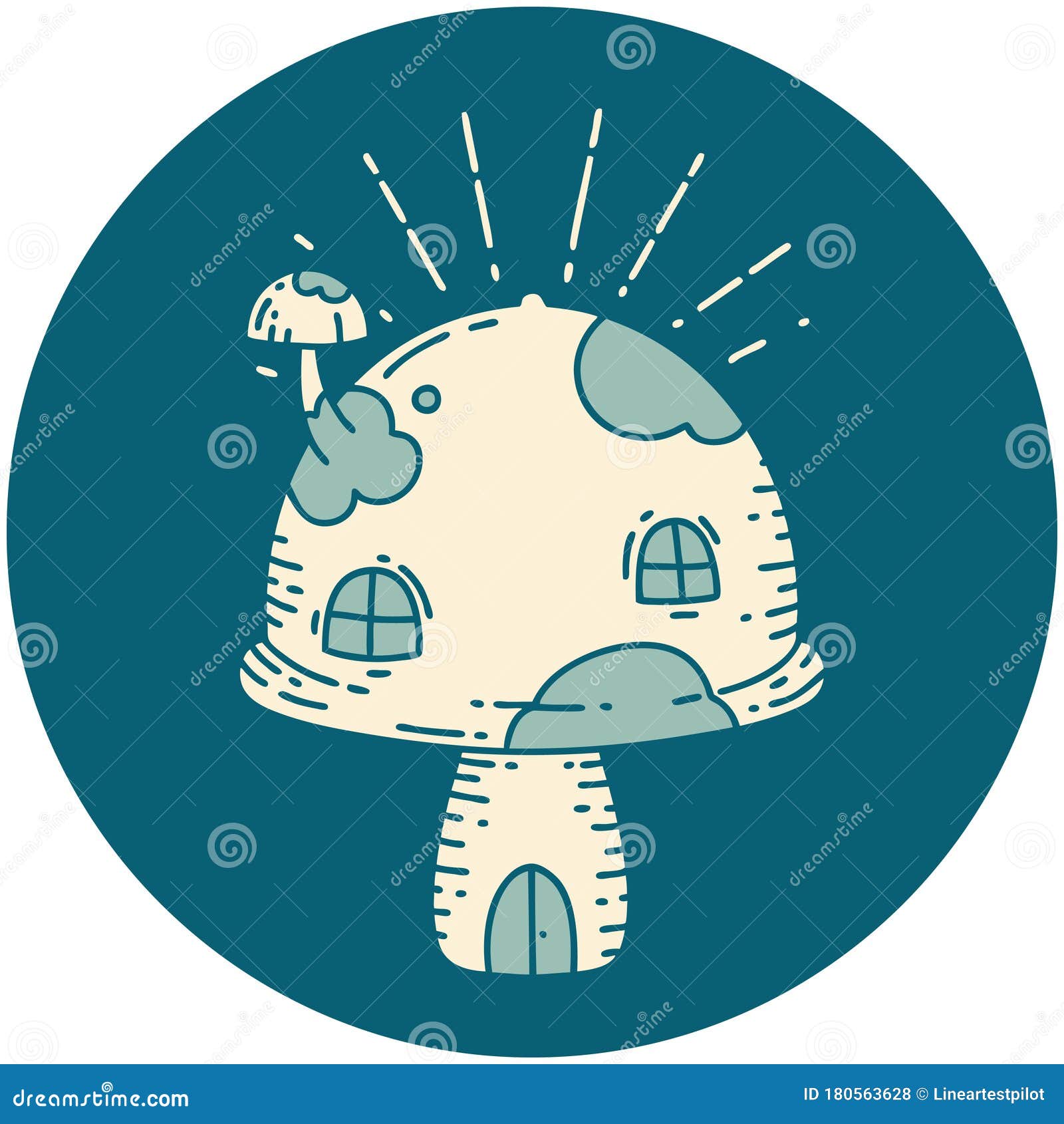 Icon of Tattoo Style Toadstool House Stock Vector - Illustration of ...