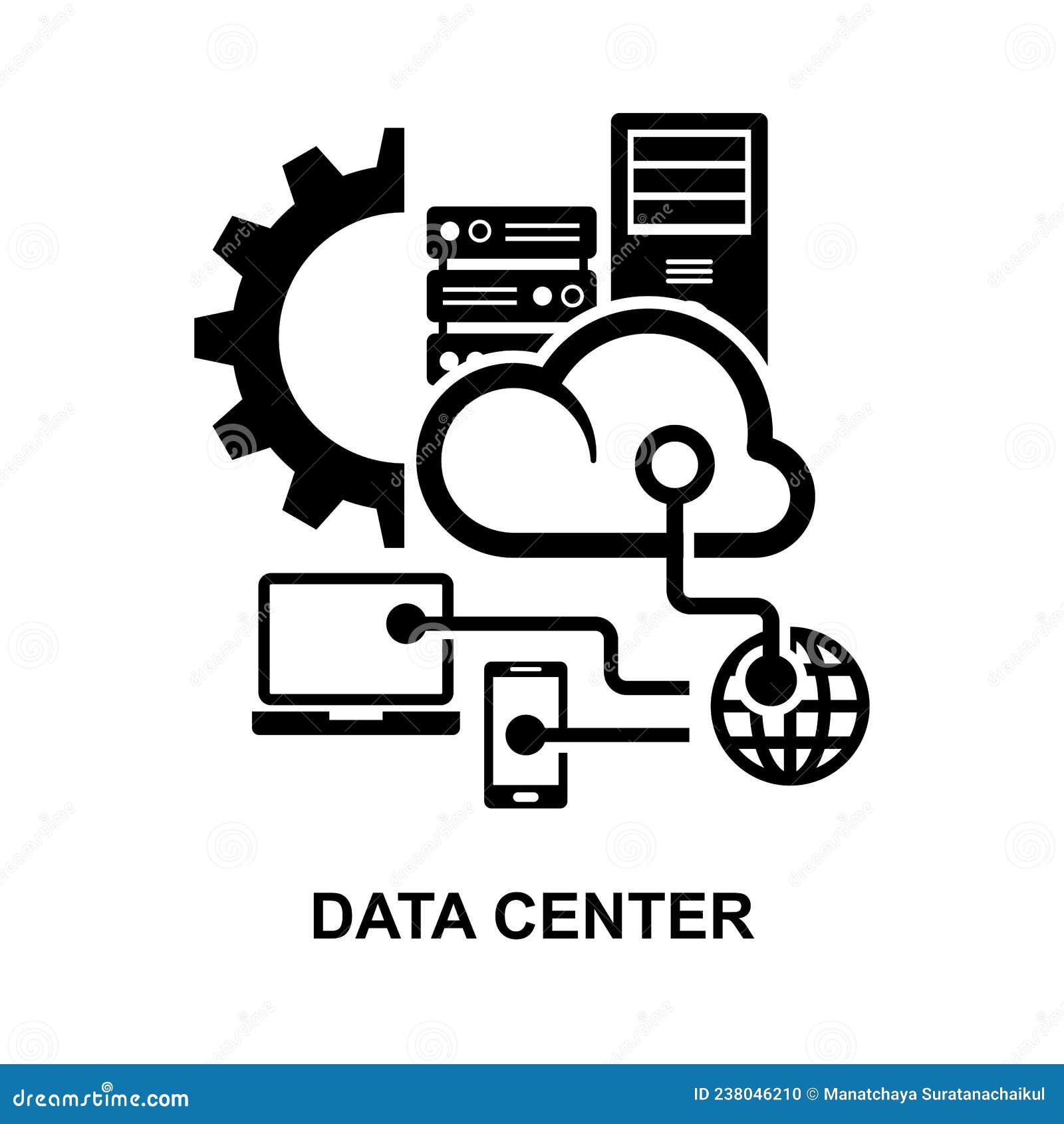 Data Center Icon Isolated on White Background Stock Vector ...