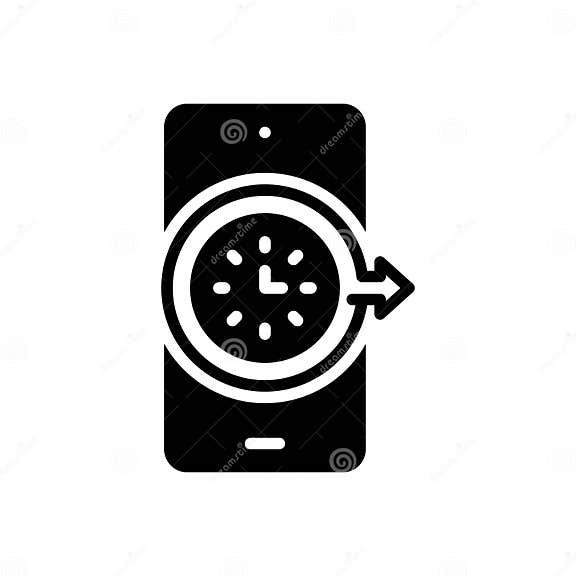 Black Solid Icon for Temporal, Timer and Clock Stock Vector ...