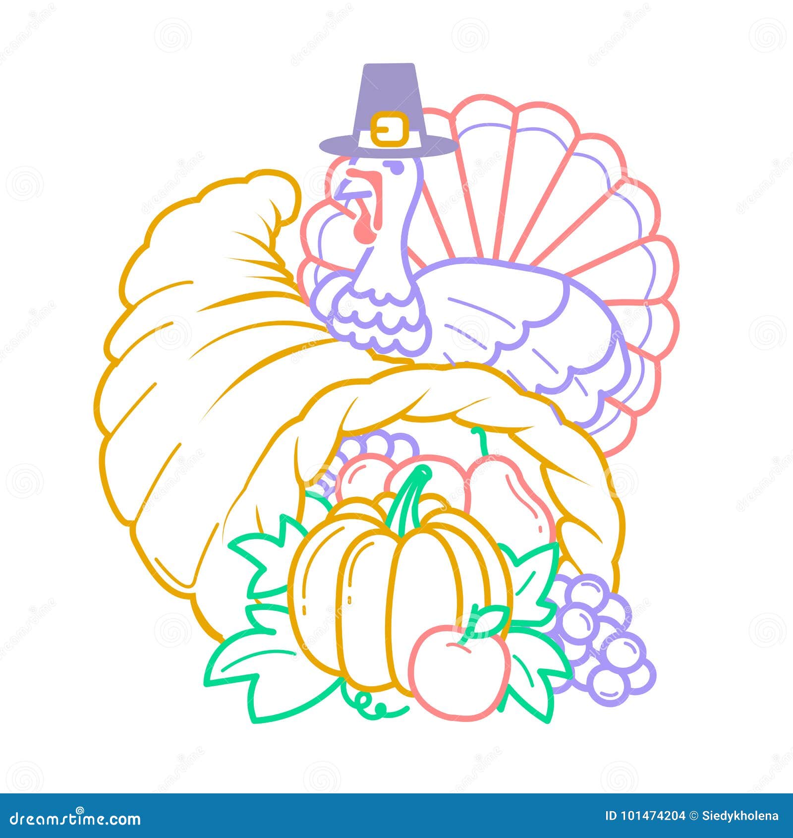 Icon Thanksgiving Day Cornucopia Stock Illustration - Illustration of ...