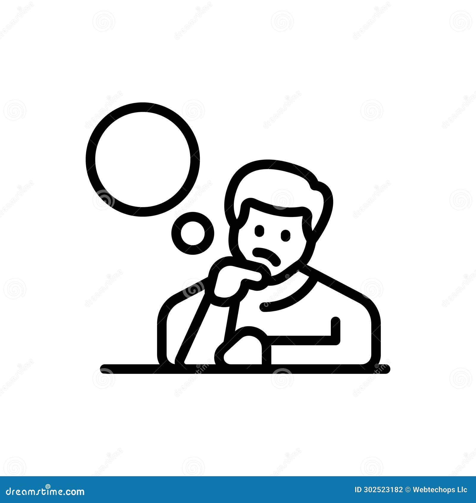 Black Line Icon for Thinking, Brooding and Concern Stock Vector ...