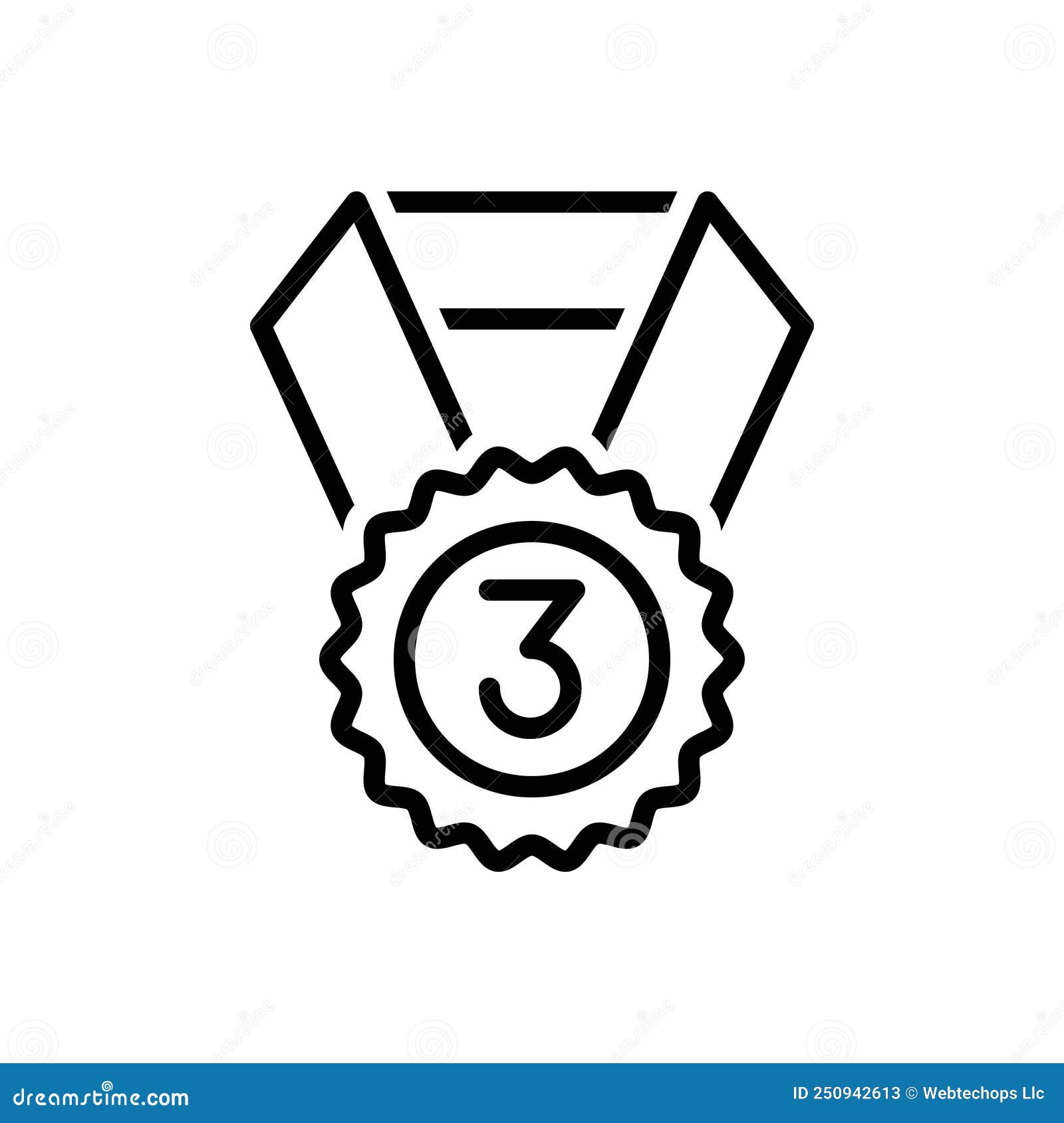 Black Line Icon for Third, Medal and Win Stock Vector - Illustration of ...