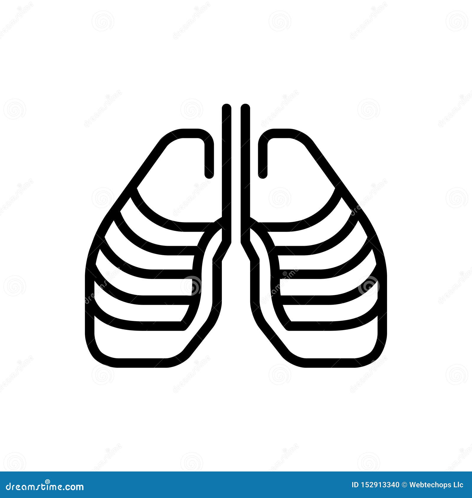 Black Line Icon For Thorax, Ribcage And Pain Vector Illustration ...