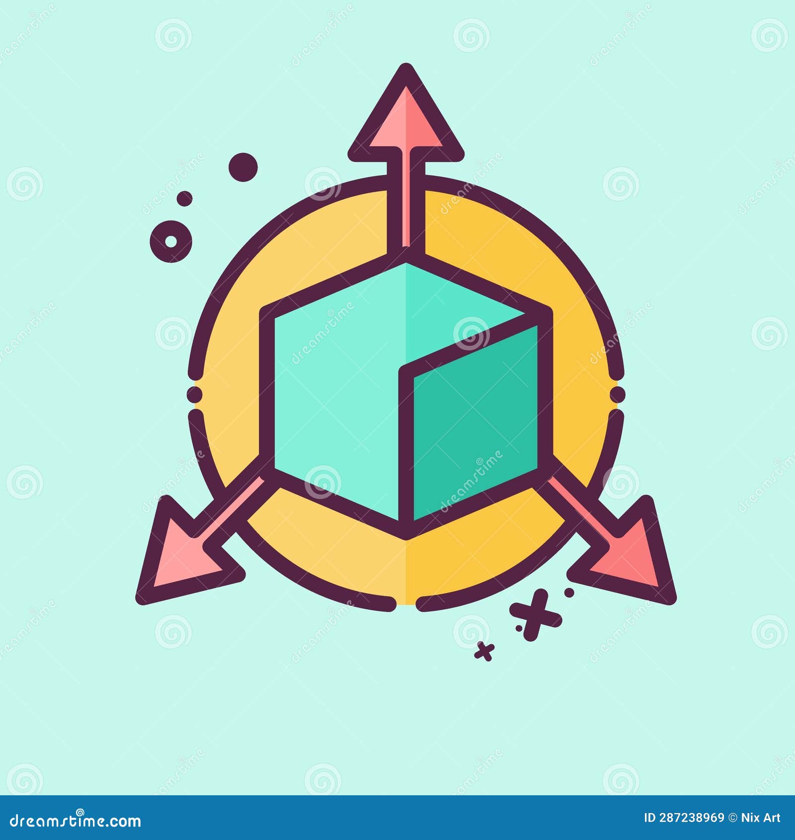 Icon Three Dimensional Object. Related To 3D Visualization Symbol. MBE ...