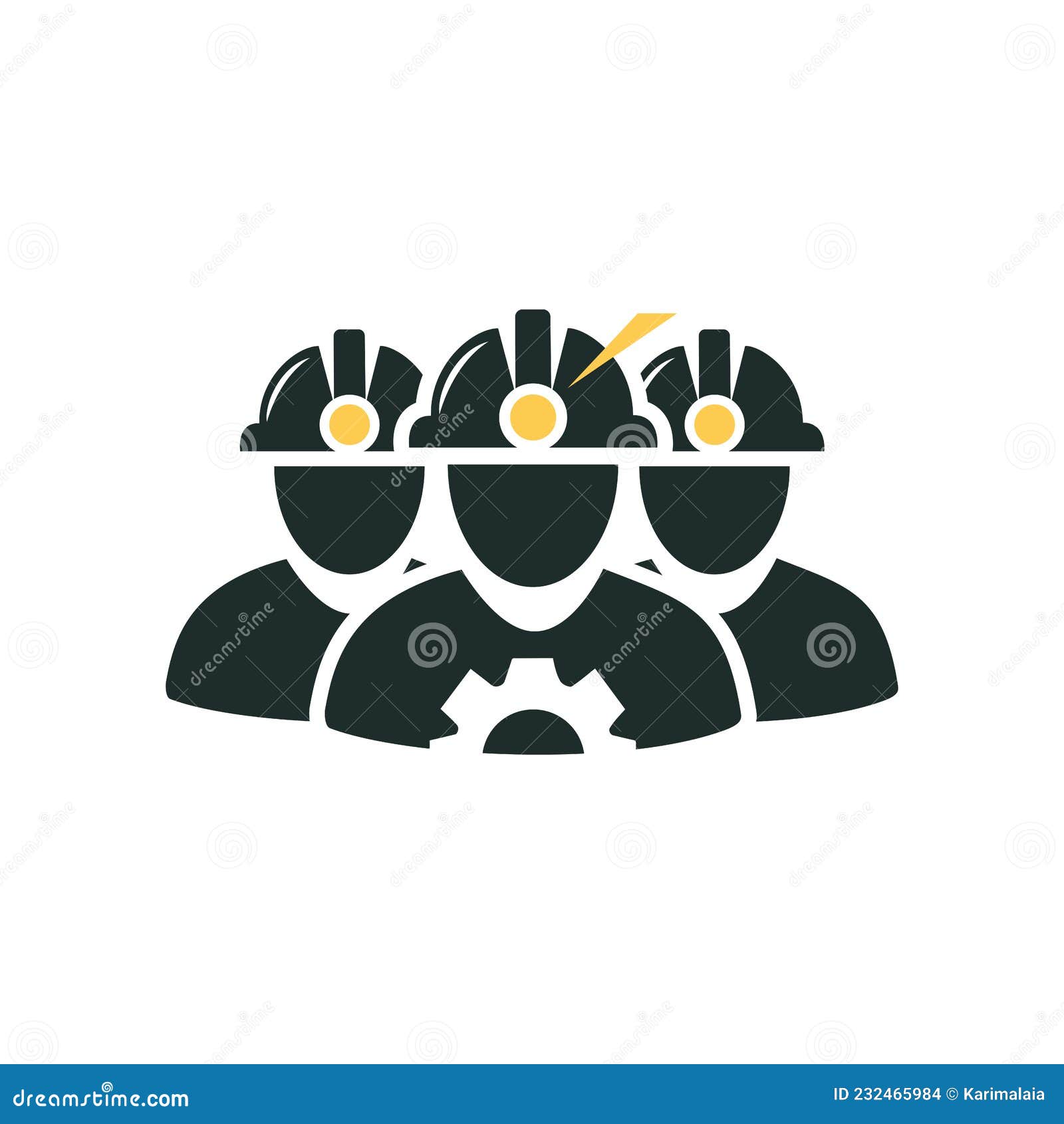 Icon with Three Workers in Helmets Stock Vector - Illustration of ...