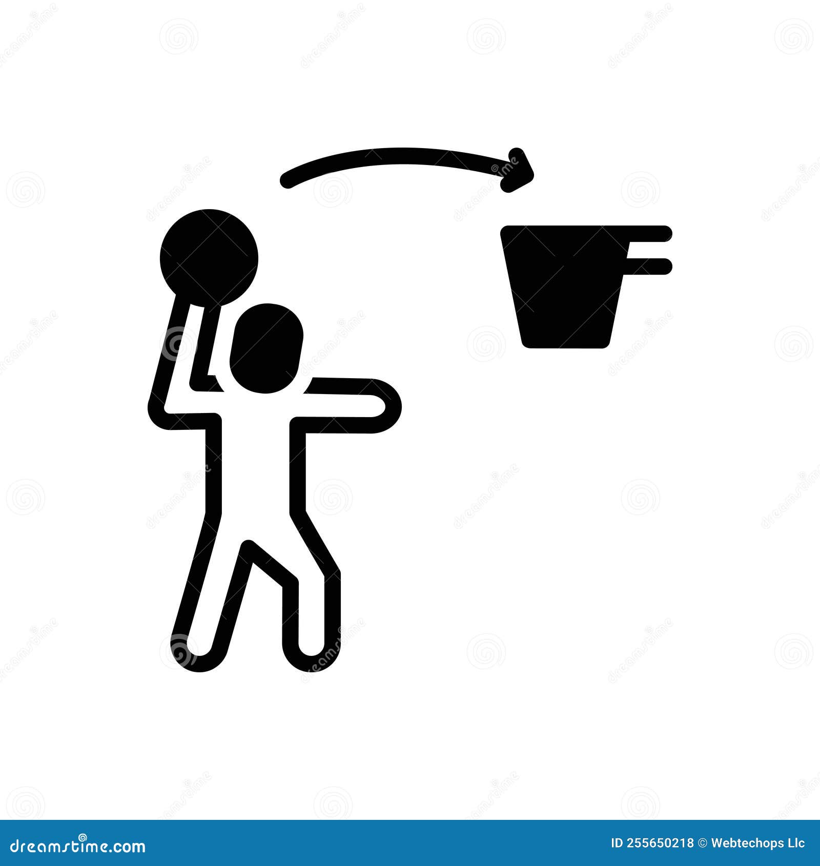 Black Solid Icon for Thrown, Ball and Basket Stock Vector ...