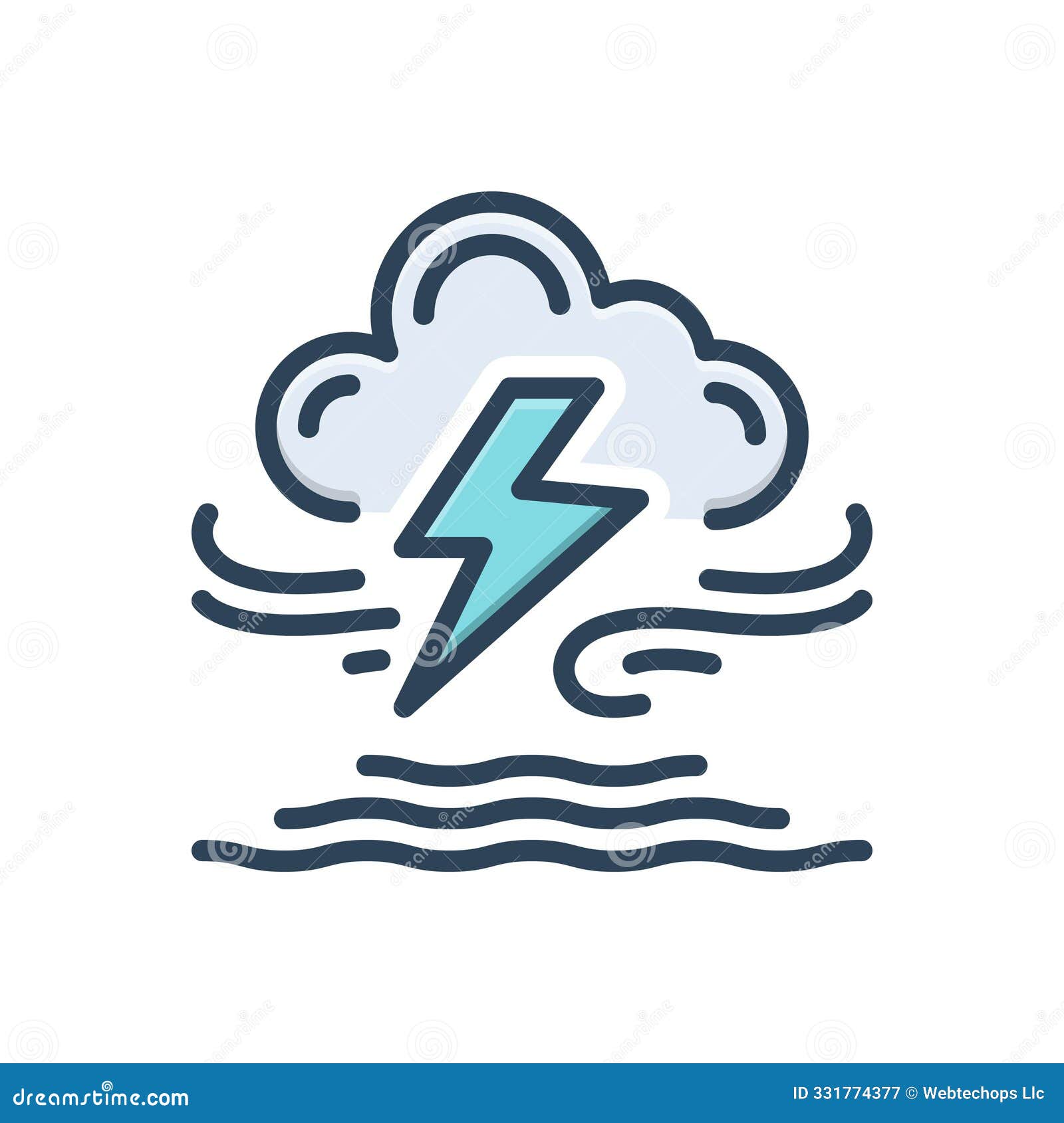 Color Illustration Icon for Thunderstorm, Typhoon and Windy Stock ...