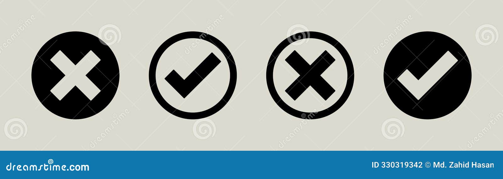 Red Cross And Green Check Mark. Vector Symbols In Handwritten Style ...