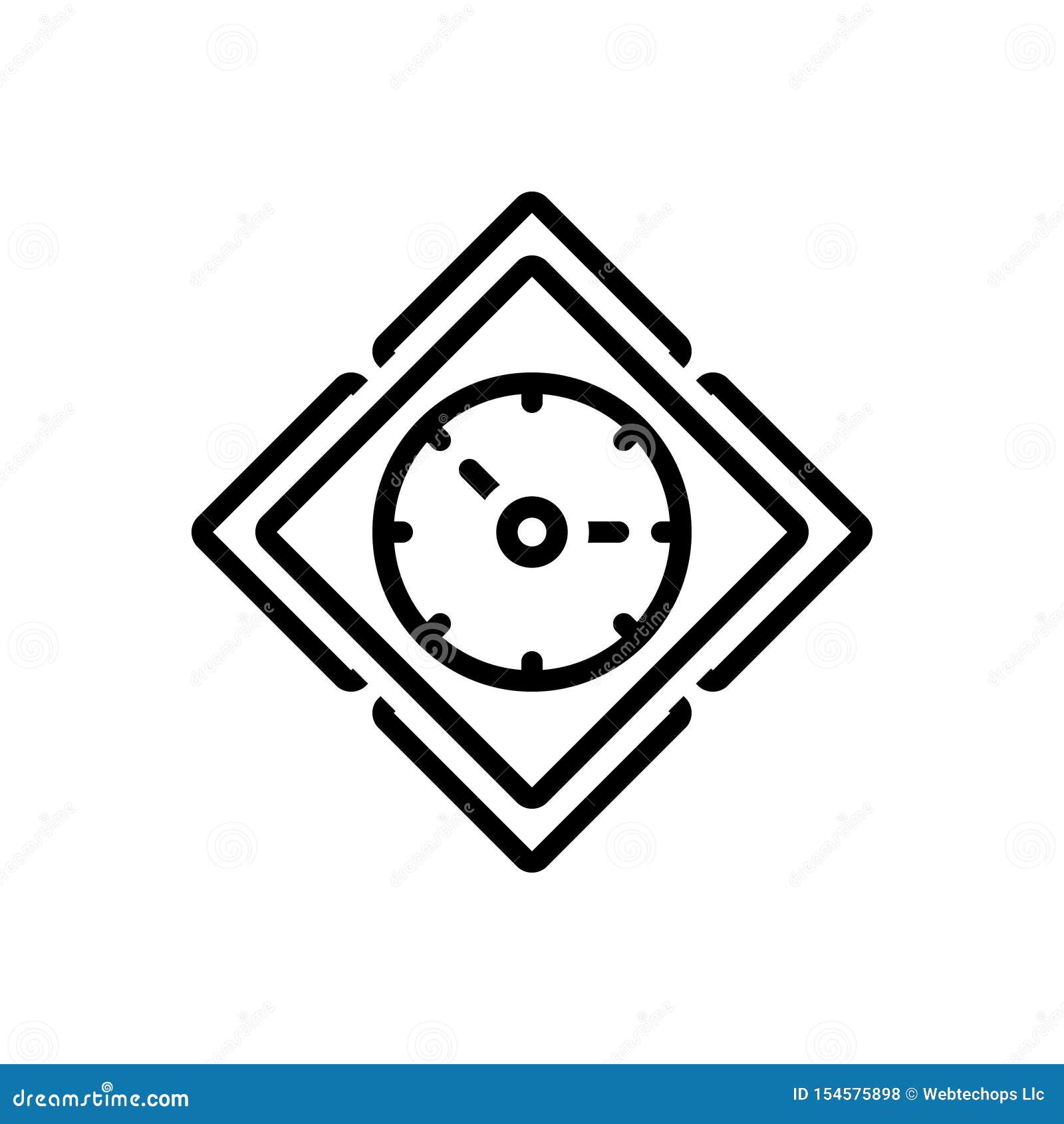 Black Line Icon for Time, Dials and Clock Stock Vector - Illustration ...