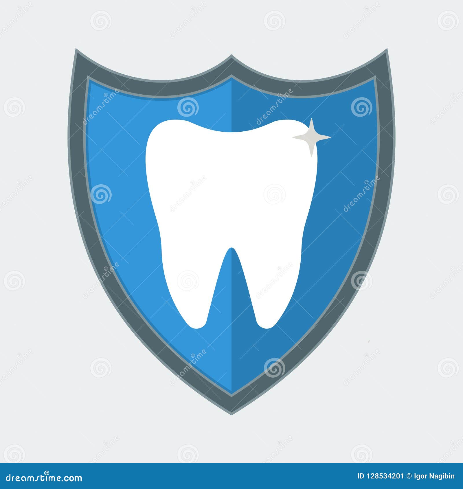 Icon of the Tooth on the Shield. Stock Vector - Illustration of dent ...