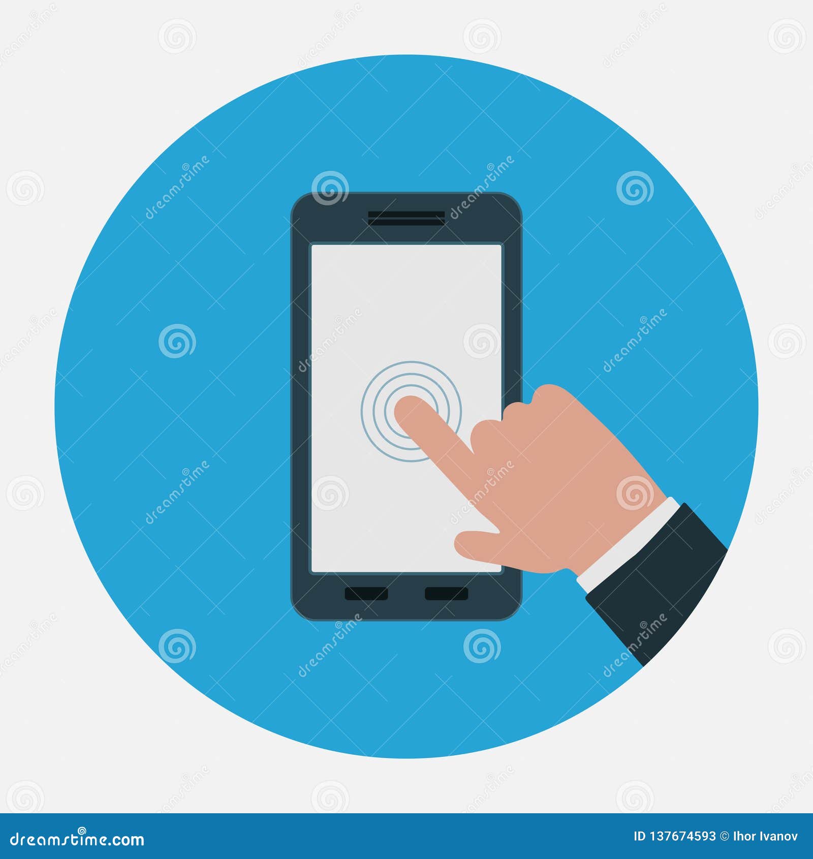 Icon Touch Screen Control Technology Flat Design Sign for Sm Stock ...