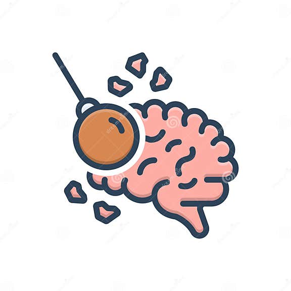 Color Illustration Icon for Trauma, Brain and Mental Stock Vector ...