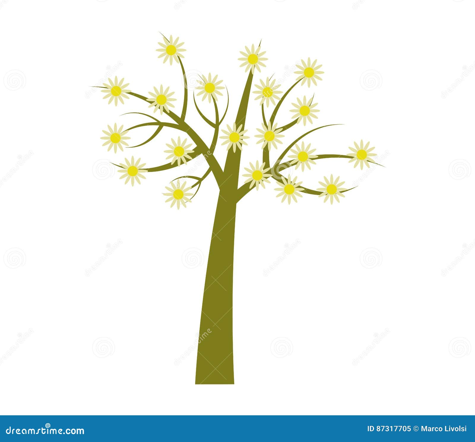 Icon Tree with Flowers Illustrated Stock Illustration - Illustration of ...