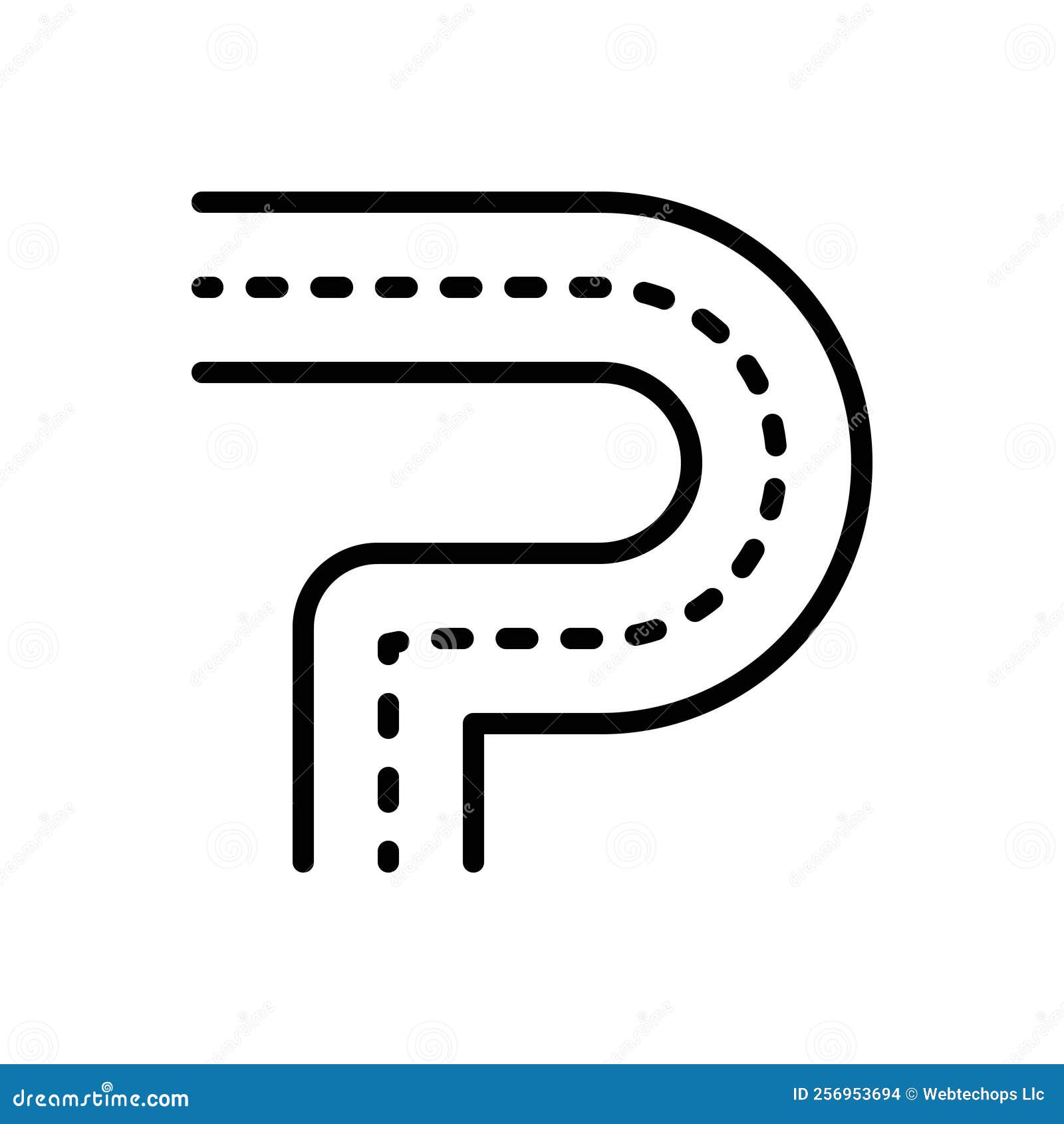 Black Line Icon for Turning, Diversion and Bends Stock Vector ...