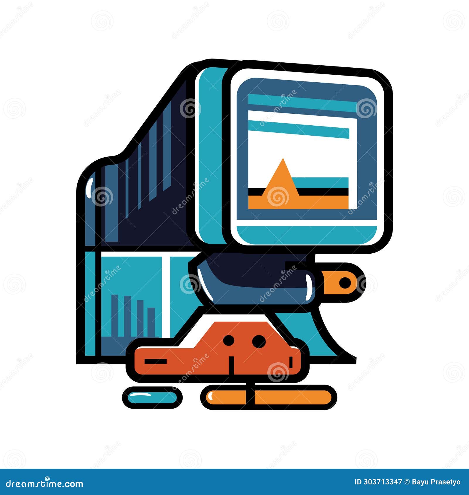 Tube TV Icon with Modern Minimalist Design and Colors. Stock ...