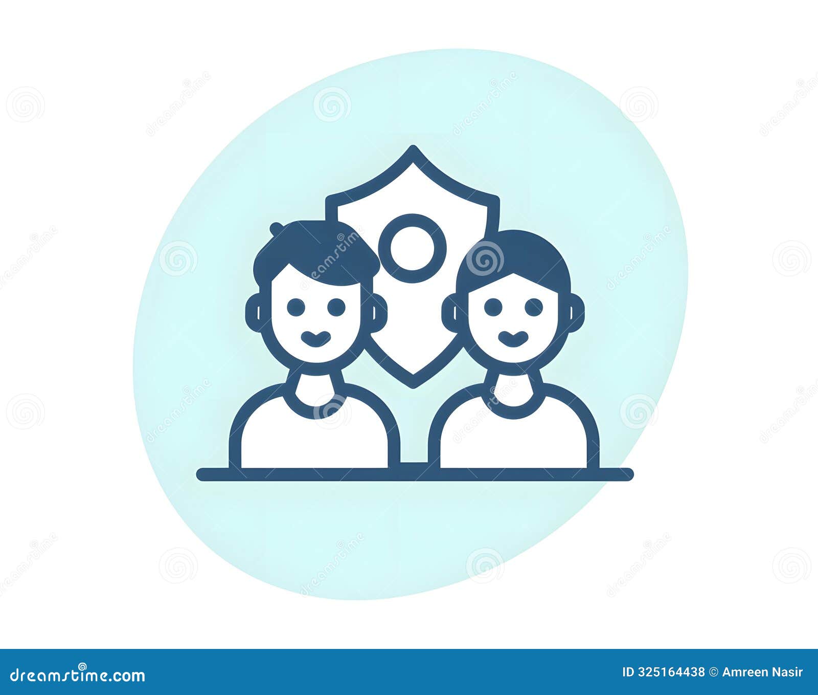 Icon of Two People with Shield, Teamwork, Collaboration, Security Stock ...