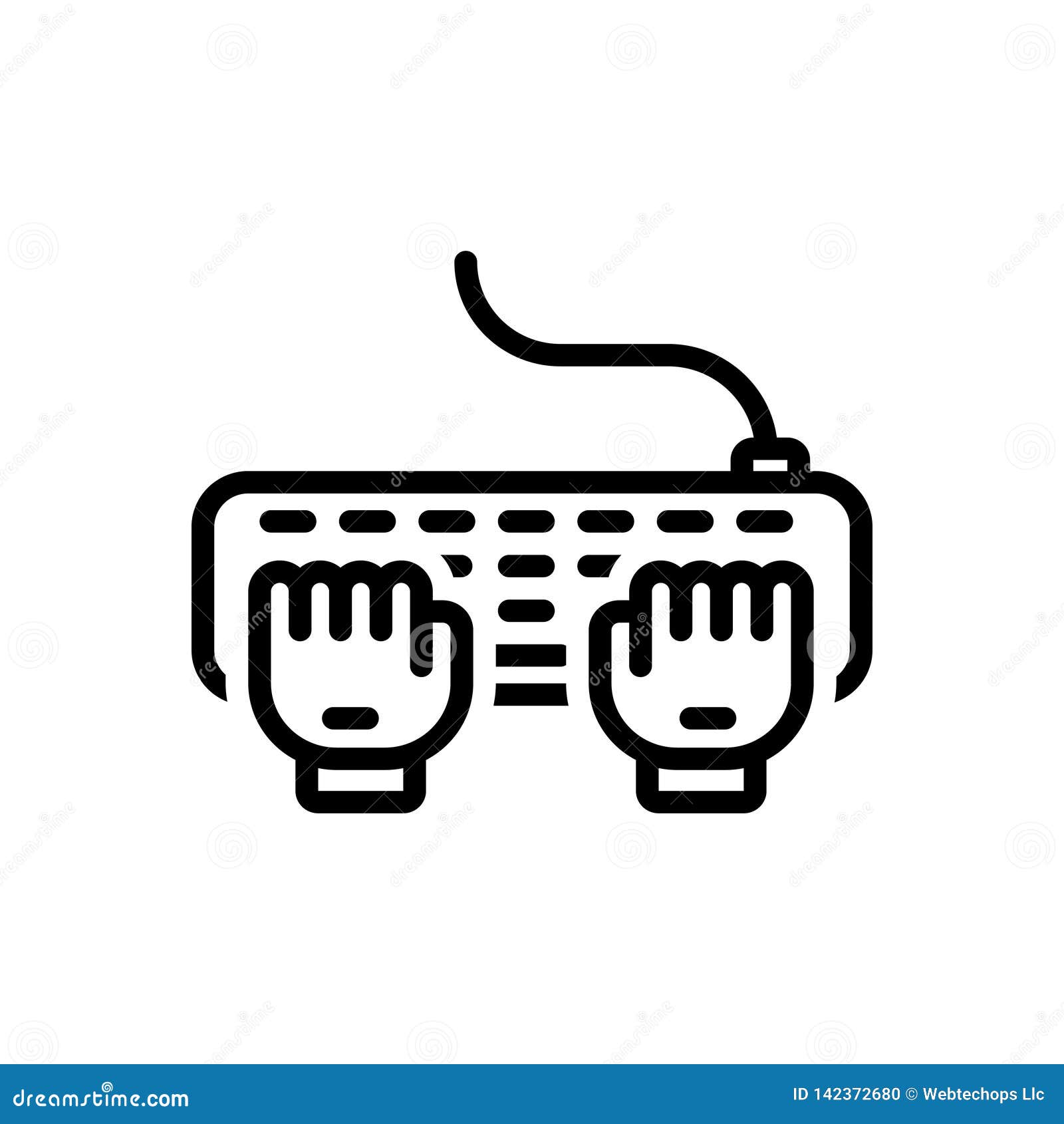 Black Line Icon for Type, Hands Typing and Keyboard Stock Vector ...