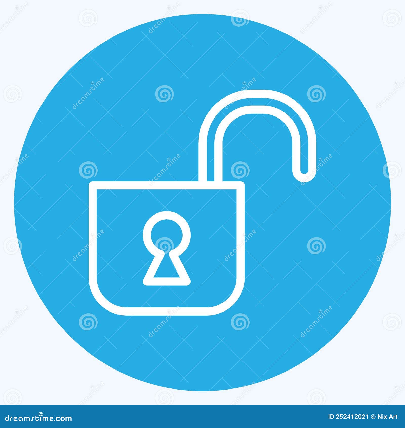 Icon Unlocked. Suitable for Security Symbol. Blue Eyes Style. Simple ...