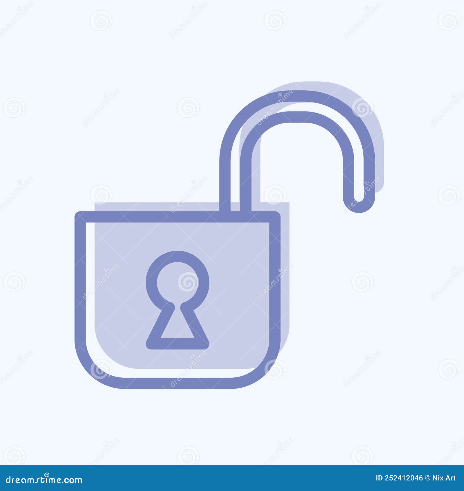 Icon Unlocked. Suitable for Security Symbol. Two Tone Style. Simple ...