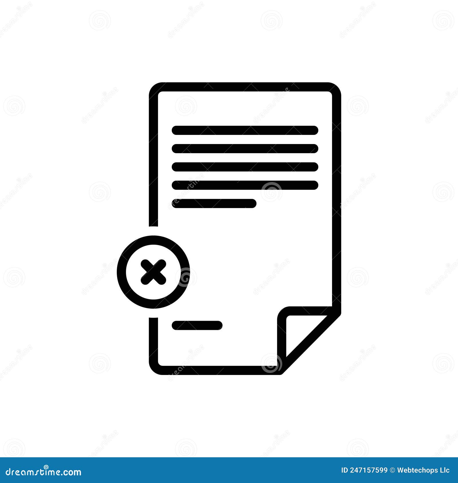 Black Line Icon for Unsigned, Paper and Document Stock Vector ...